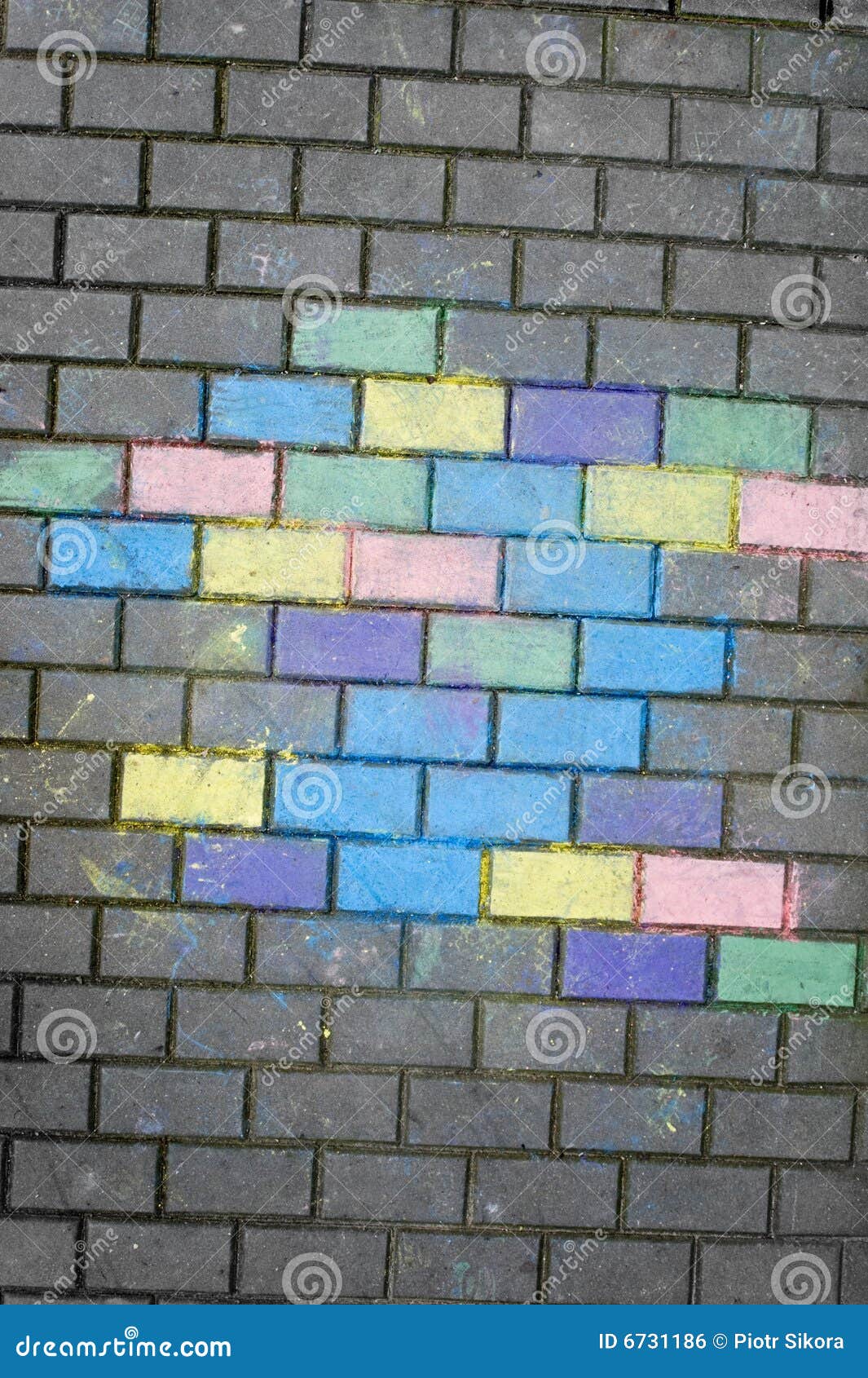 Chalk Colors on Pavement Brick Stock Photo - Image of blue, sketch: 6731186