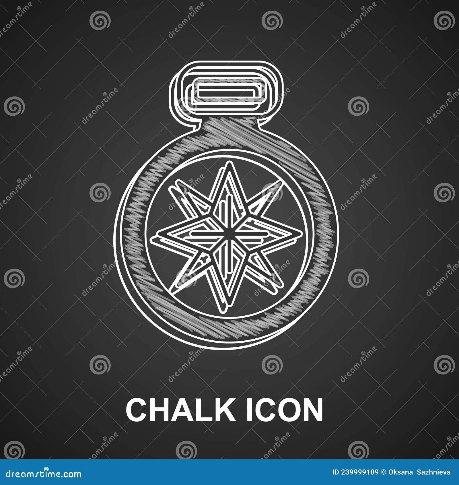 Chalk Compass Icon Isolated on Black Background. Windrose Navigation ...