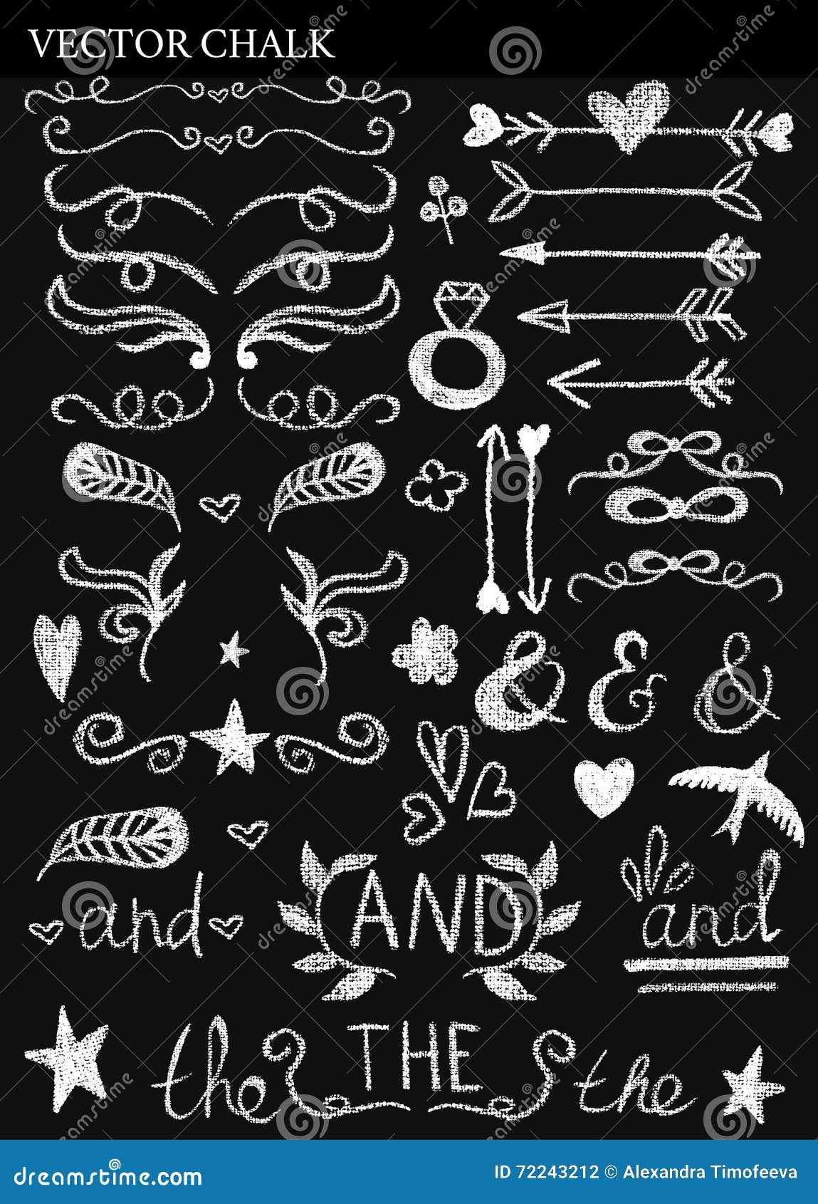 Chalk Decorative Design Elements Stock Vector - Illustration of ...