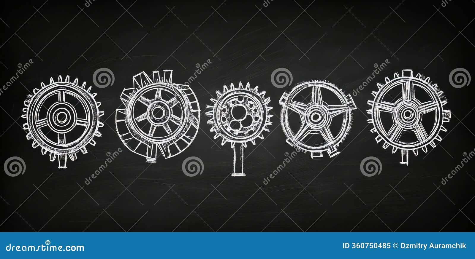The Chalk Depiction of Gears Represents Collective Effort and Teamwork ...