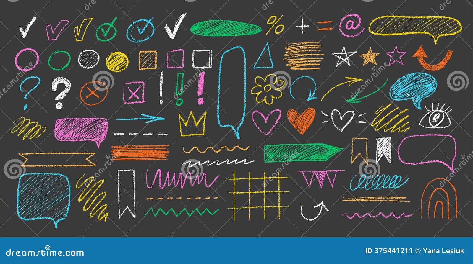 Crayon Lines And Strokes. Scrawl Separator, Chalk Textured Stroke ...