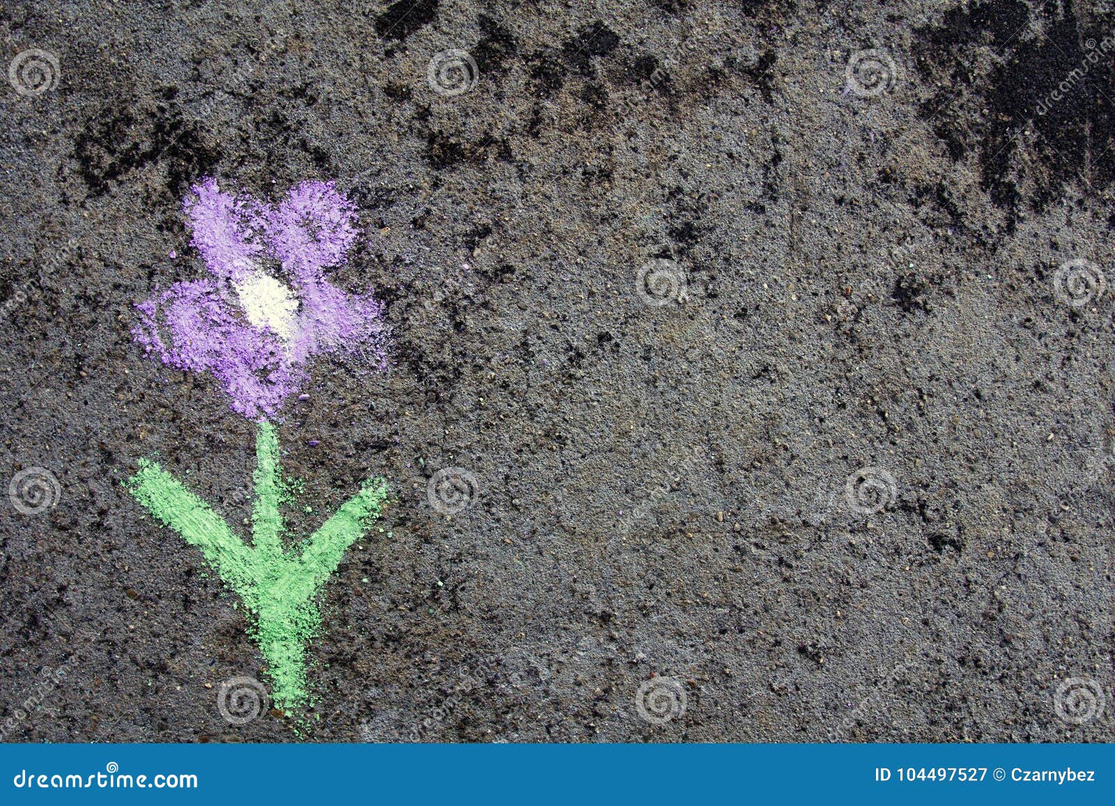 Chalk Drawing on Asphalt: Beautiful Flower Stock Image - Image of kids ...