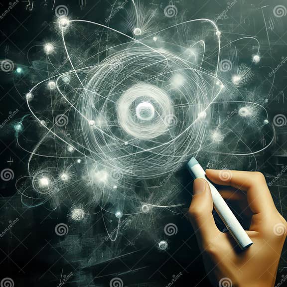 Chalk drawing of atom stock illustration. Illustration of complex ...
