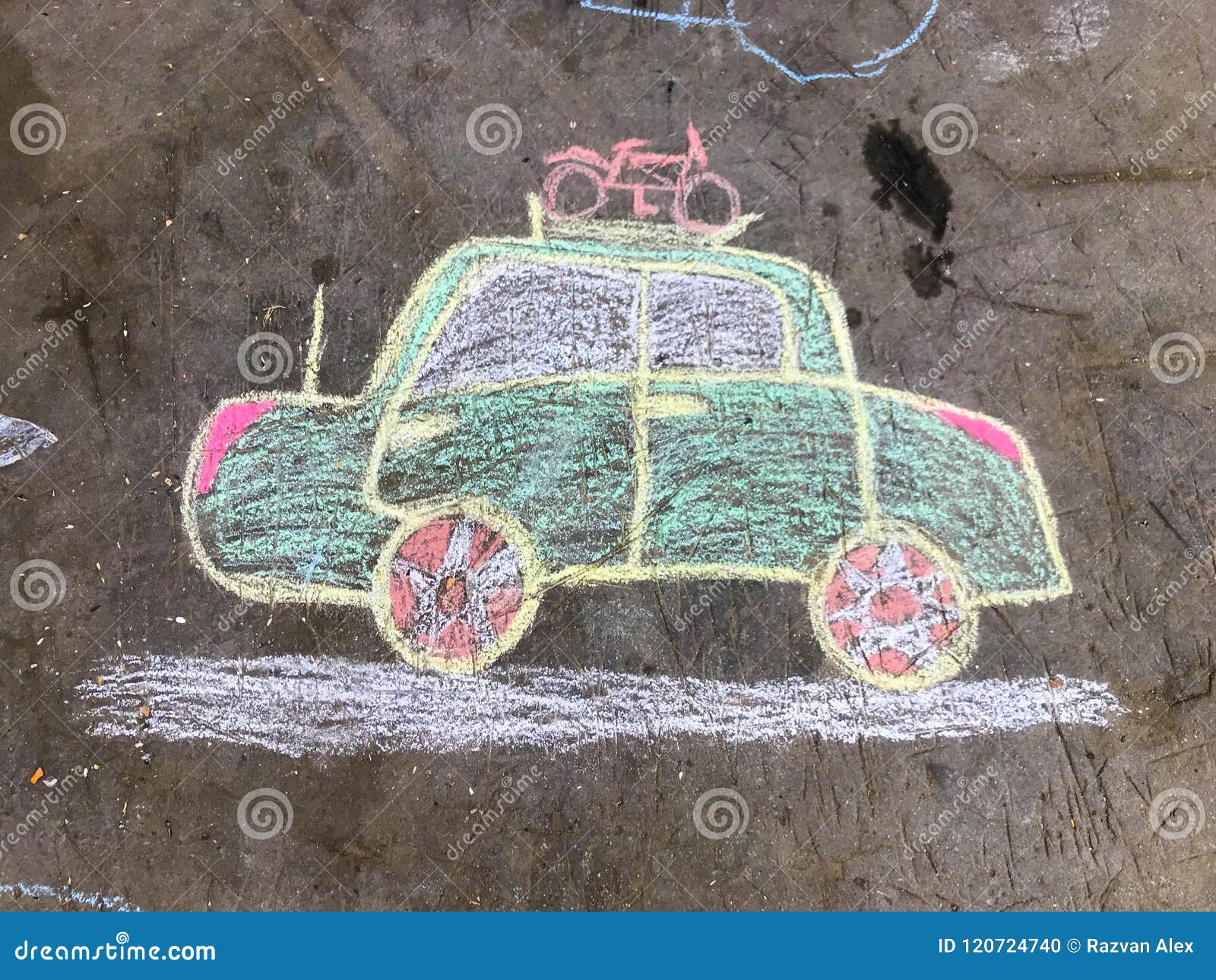 Chalk drawing stock photo. Image of asphalt, kids, colorful - 120724740
