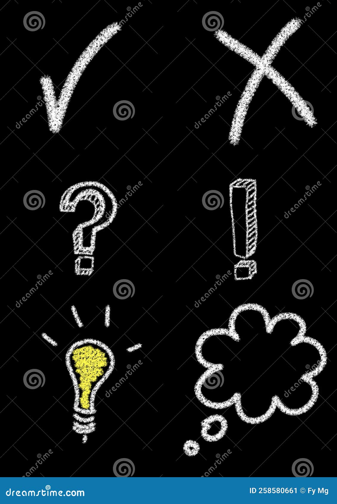 Chalk Drawing on Blackboard Correct Incorrect Lightbulb Idea Speech ...