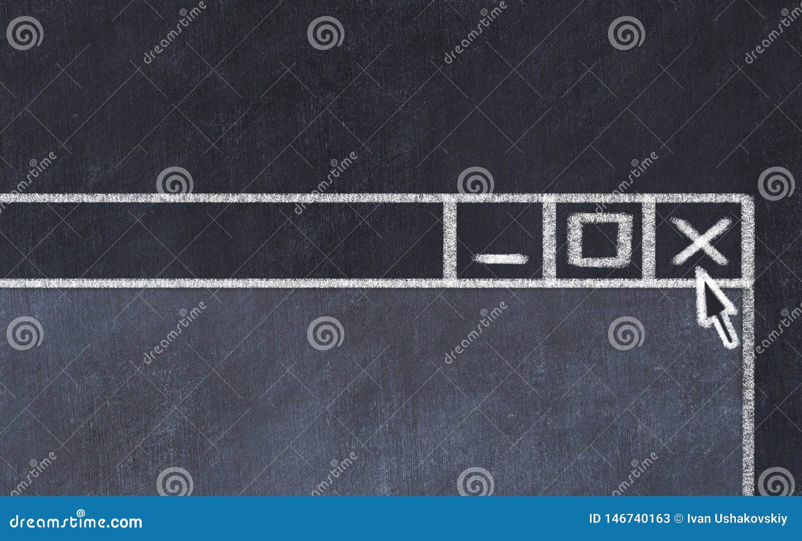 Chalk Drawing of Closing Window on Computer Screen with Mouse Pointer ...