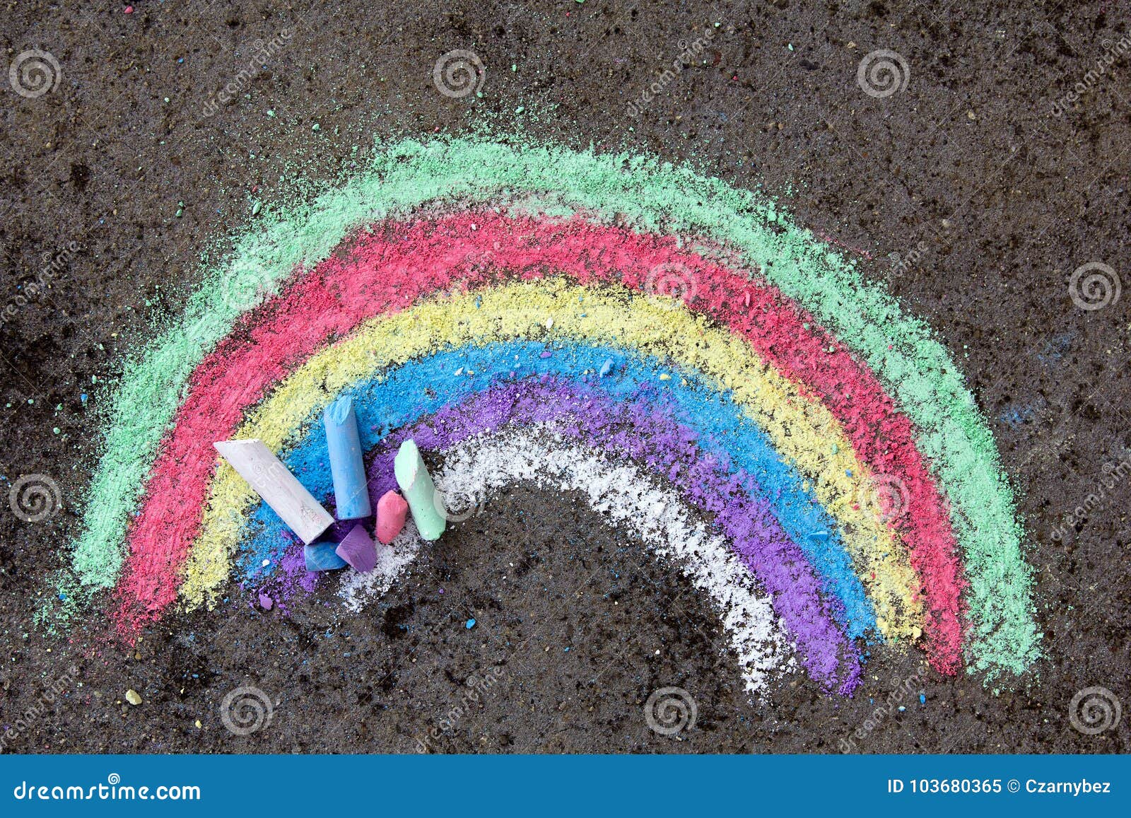 Chalk Drawing: Colorful Rainbow Stock Image - Image of painting ...