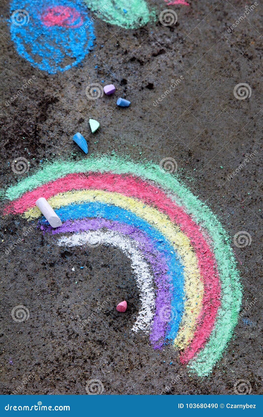 Chalk Drawing: Colorful Rainbow Stock Photo - Image of school ...
