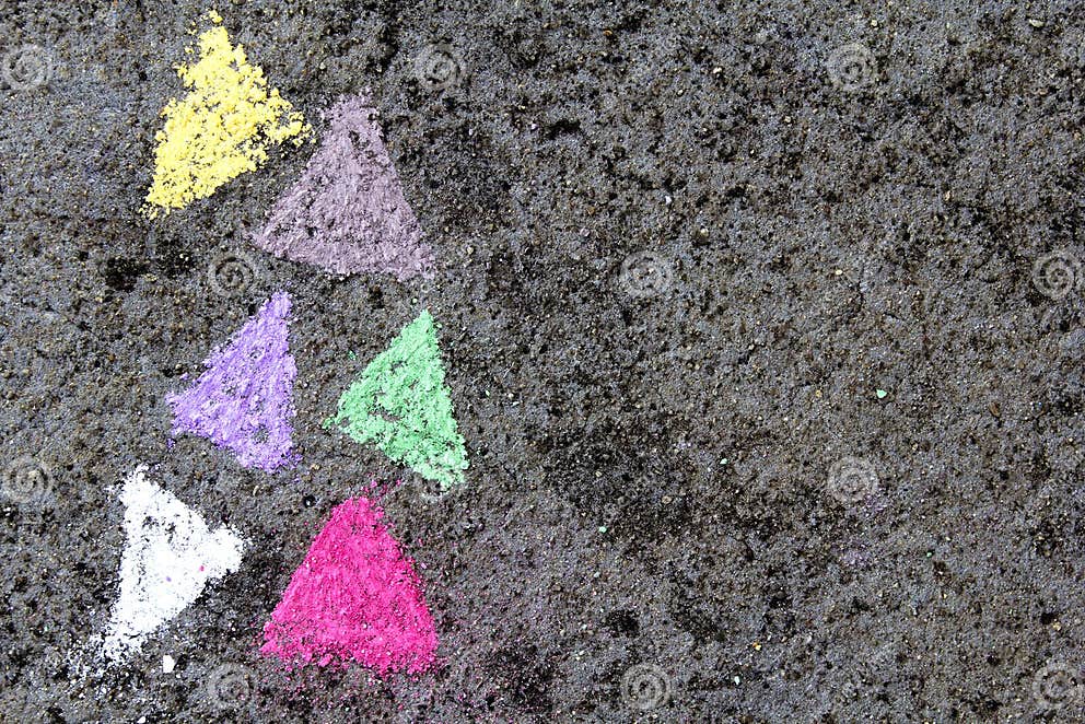 Chalk Drawing: Colorful Triangles Stock Image - Image of kids, math ...