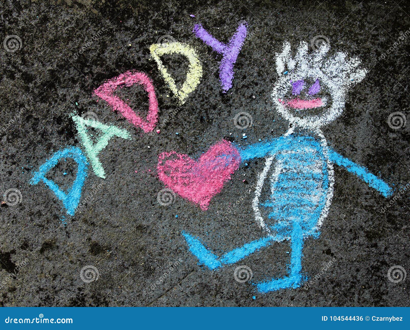 Chalk Drawing: Cute Father Portrait and Word DADDY Stock Photo - Image ...