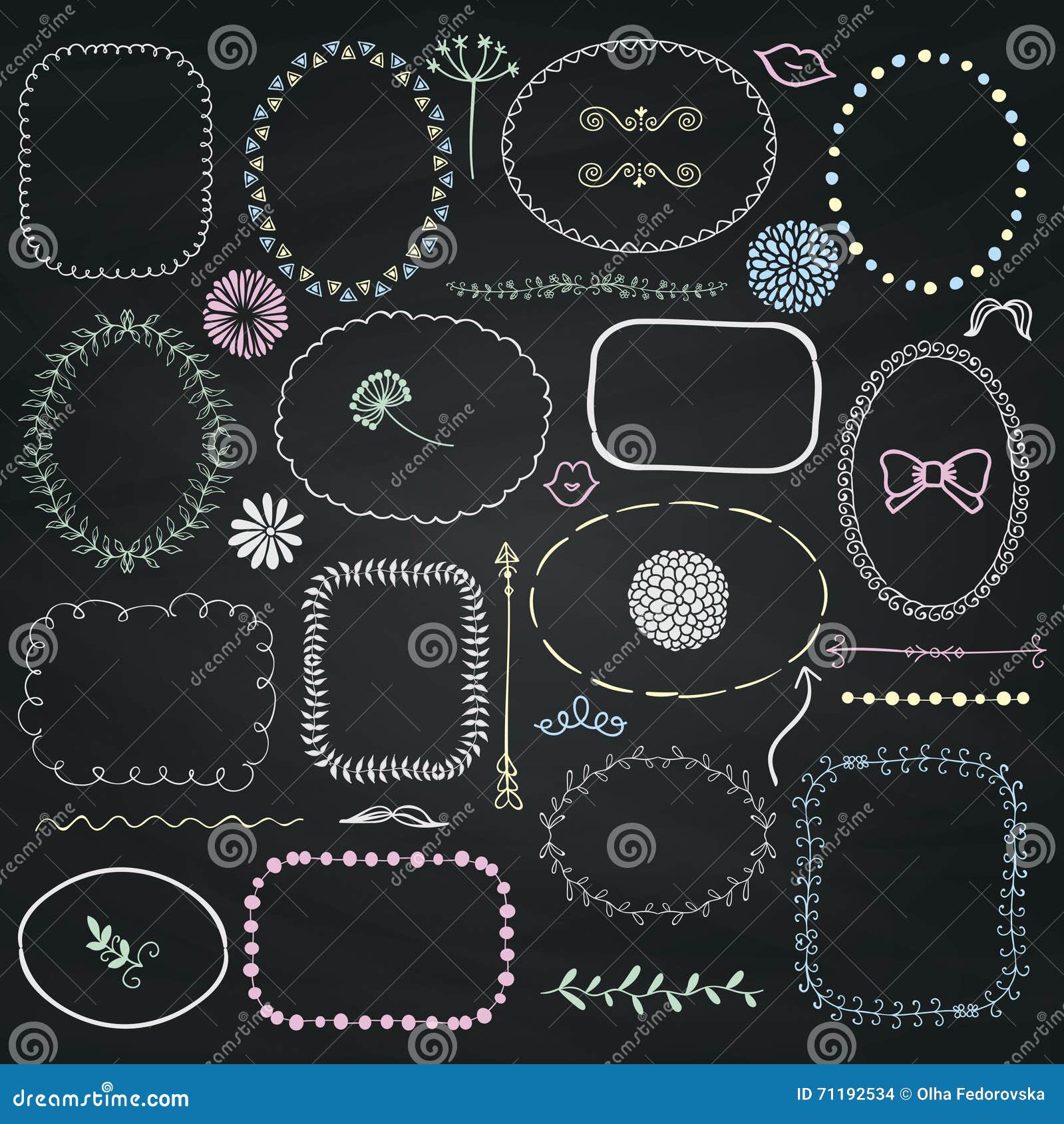 Chalk Drawing Hand Sketched Rustic Frames, Borders Stock Vector ...