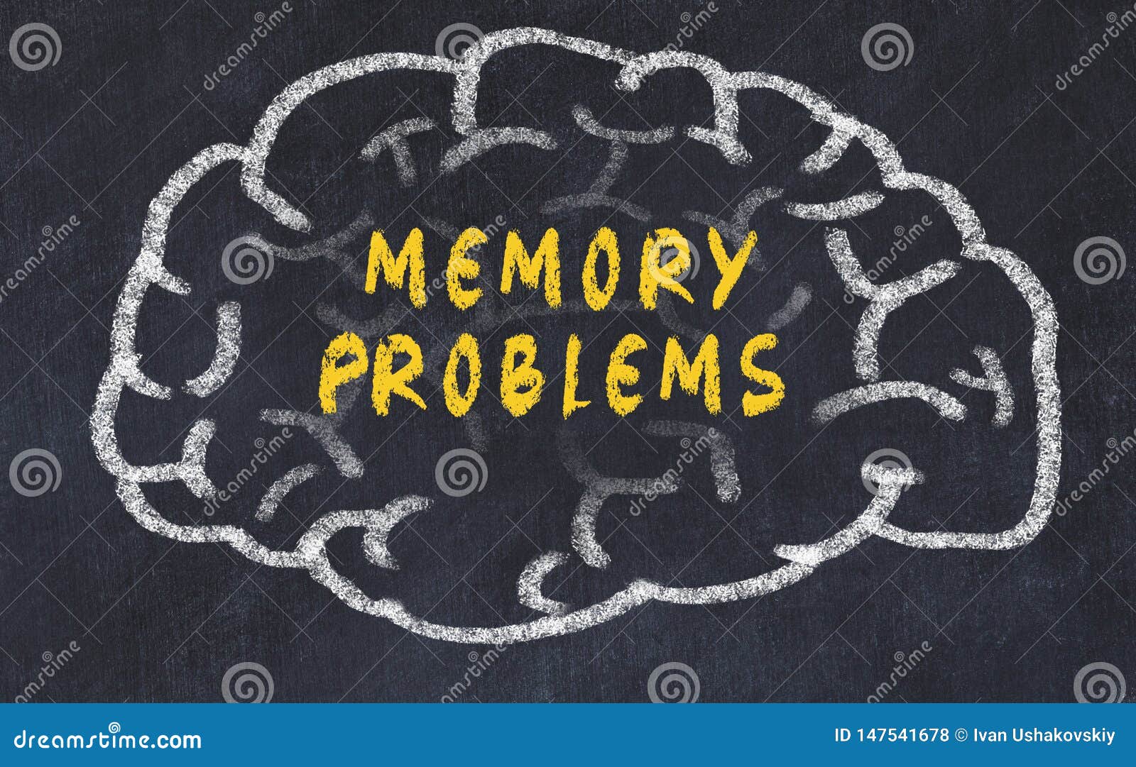 Chalk Drawing of Human Brain with Inscription Memory Problems Stock ...