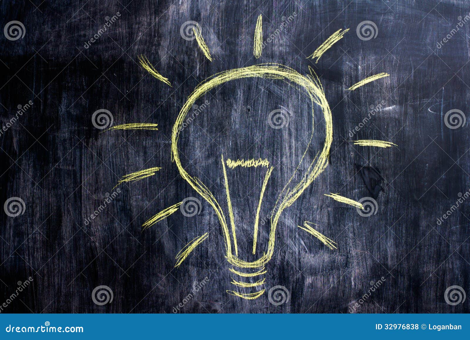 Chalk Drawing of Light Bulb on Blackboard Stock Photo - Image of signs ...