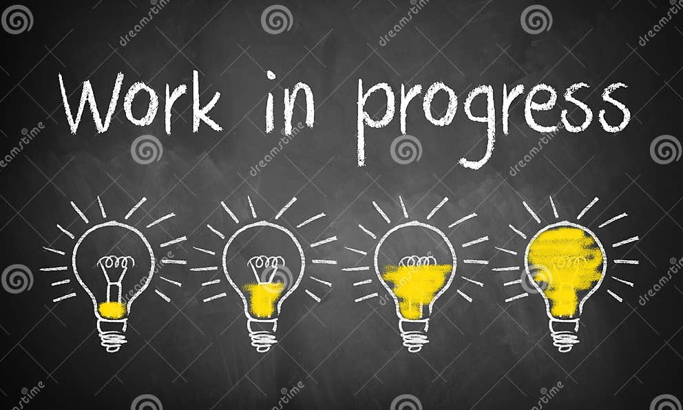 Chalk Drawing of Light Bulbs Filling with Light and the Message `work ...