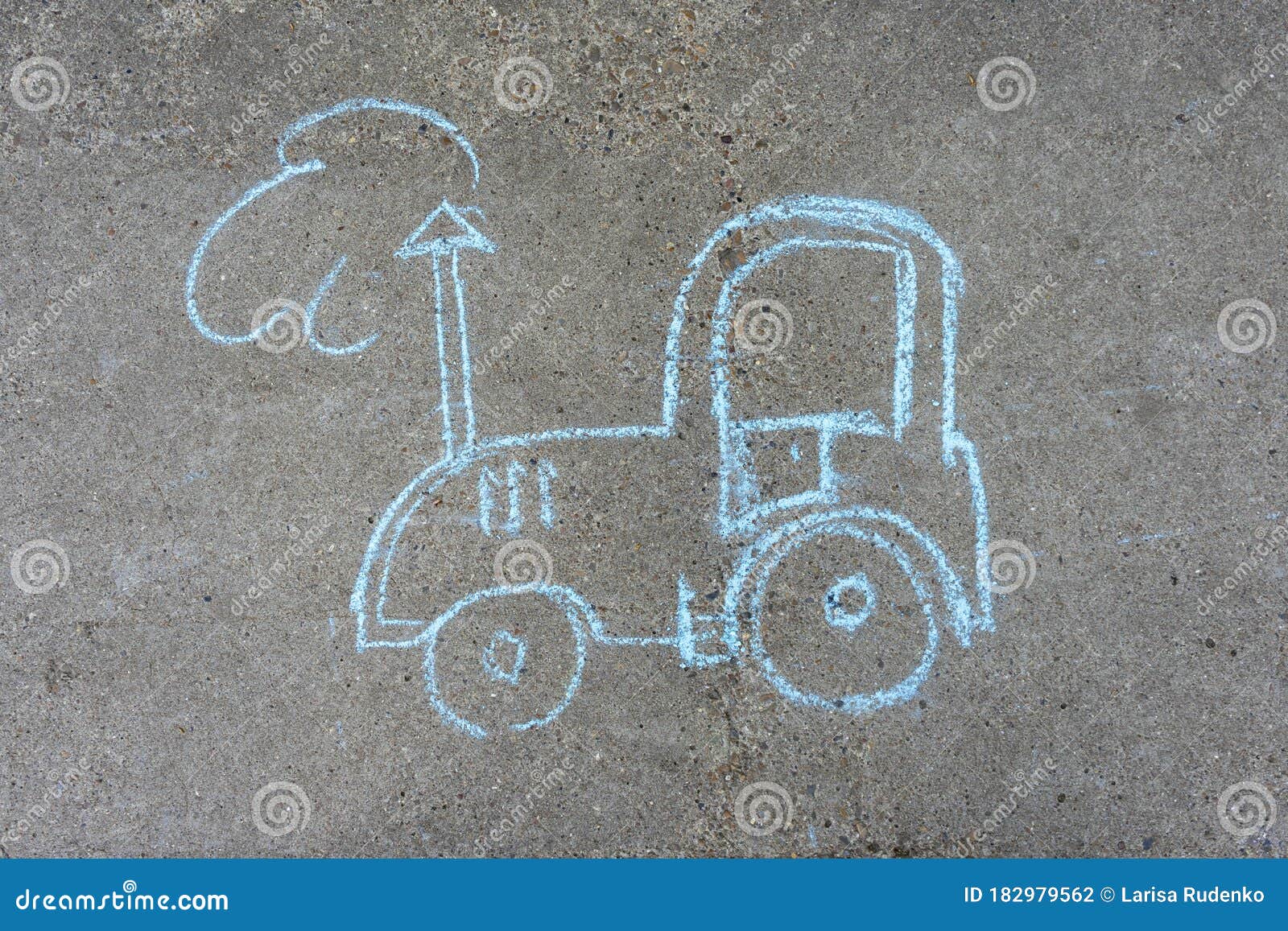 Chalk Drawing of a Locomotive on the Asphalt Stock Photo - Image of ...