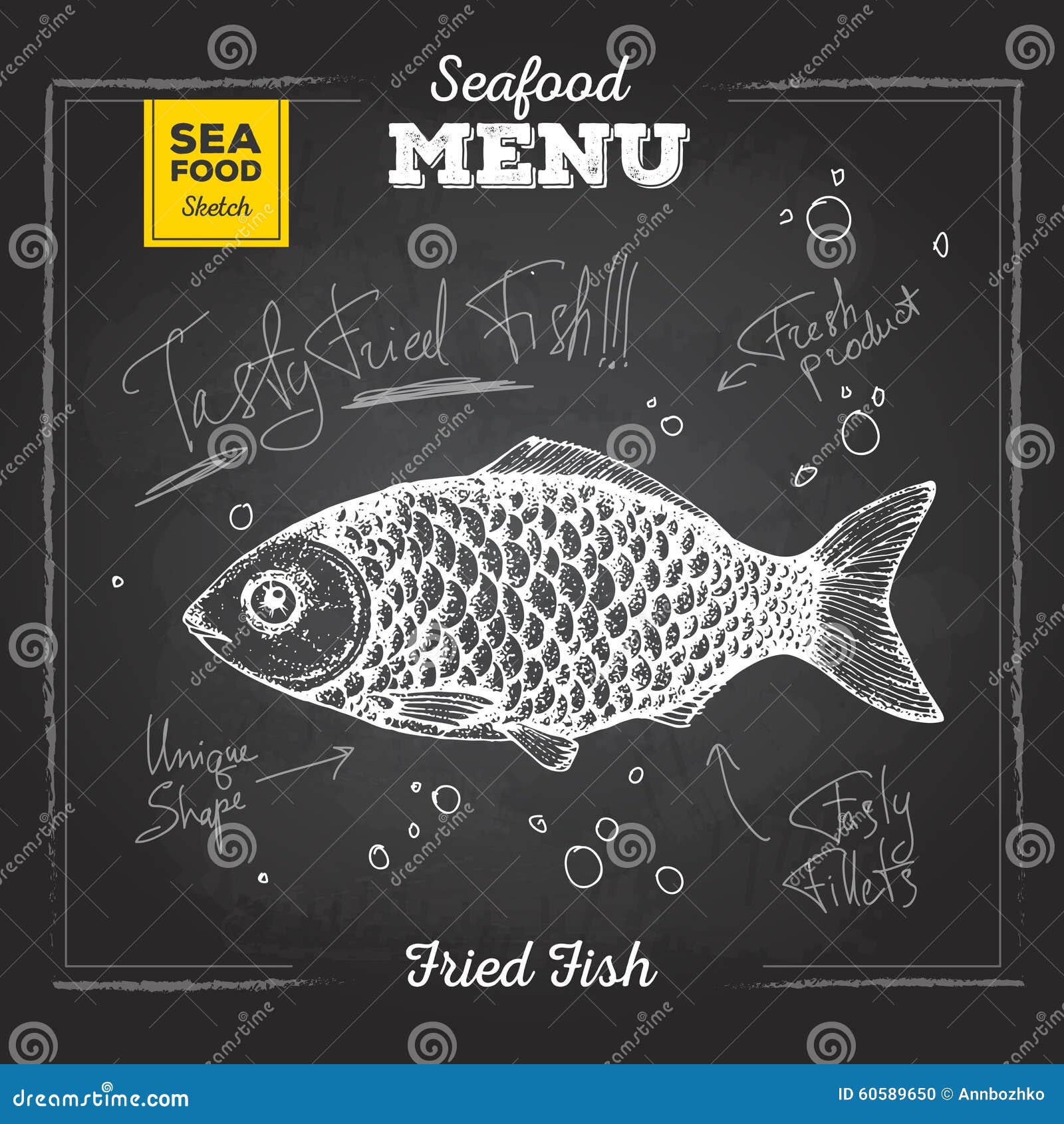 Chalk Drawing Sketch Set of Seafood. Stock Vector - Illustration of ...