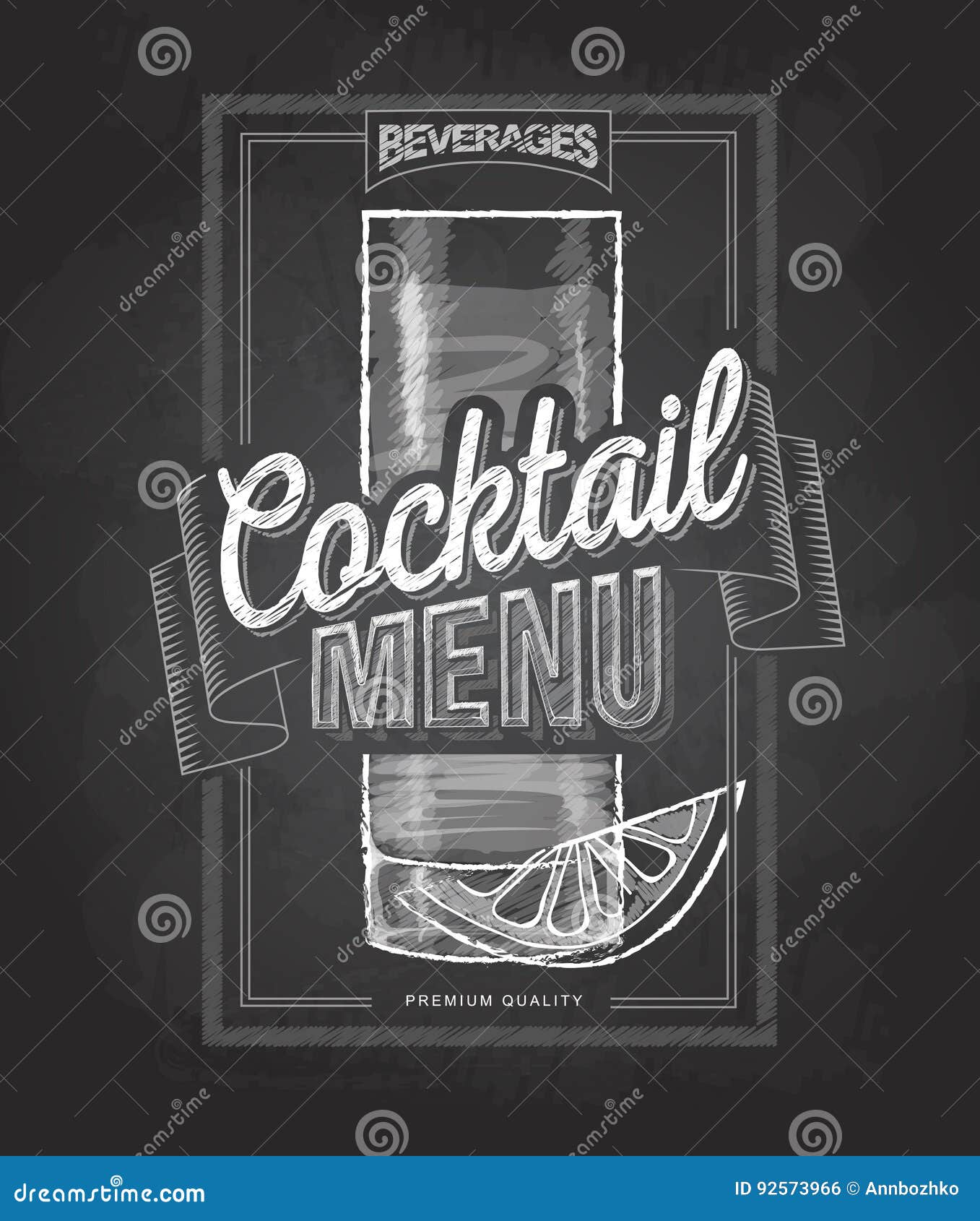 Chalk Drawing Typography Cocktail Menu Design Stock Vector ...