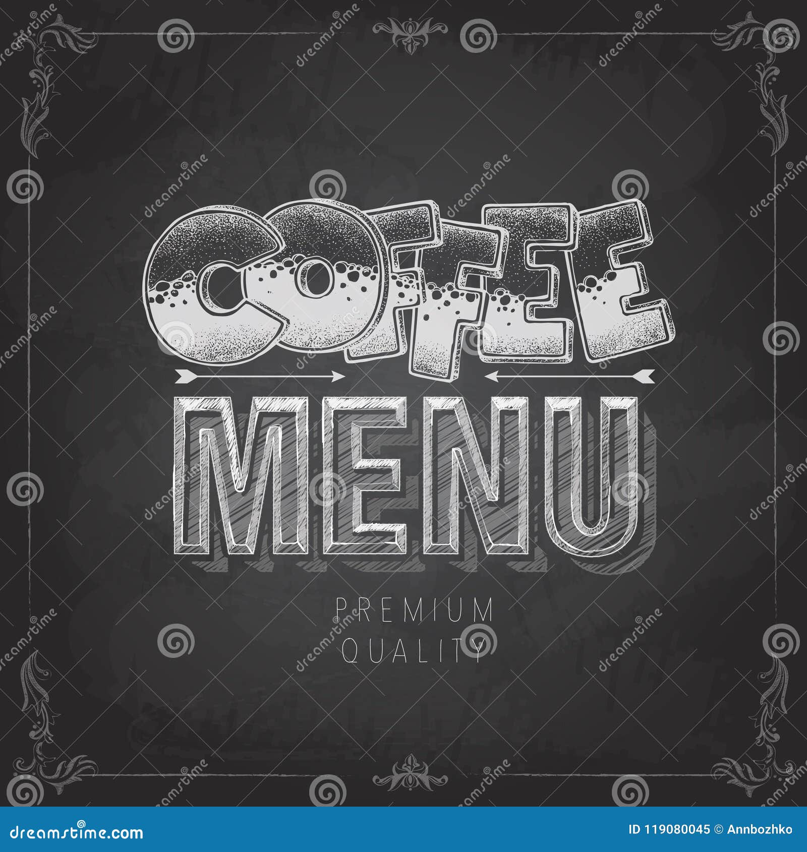 Chalk Drawing Typography Coffee Menu Design. Lettering Poster Stock ...