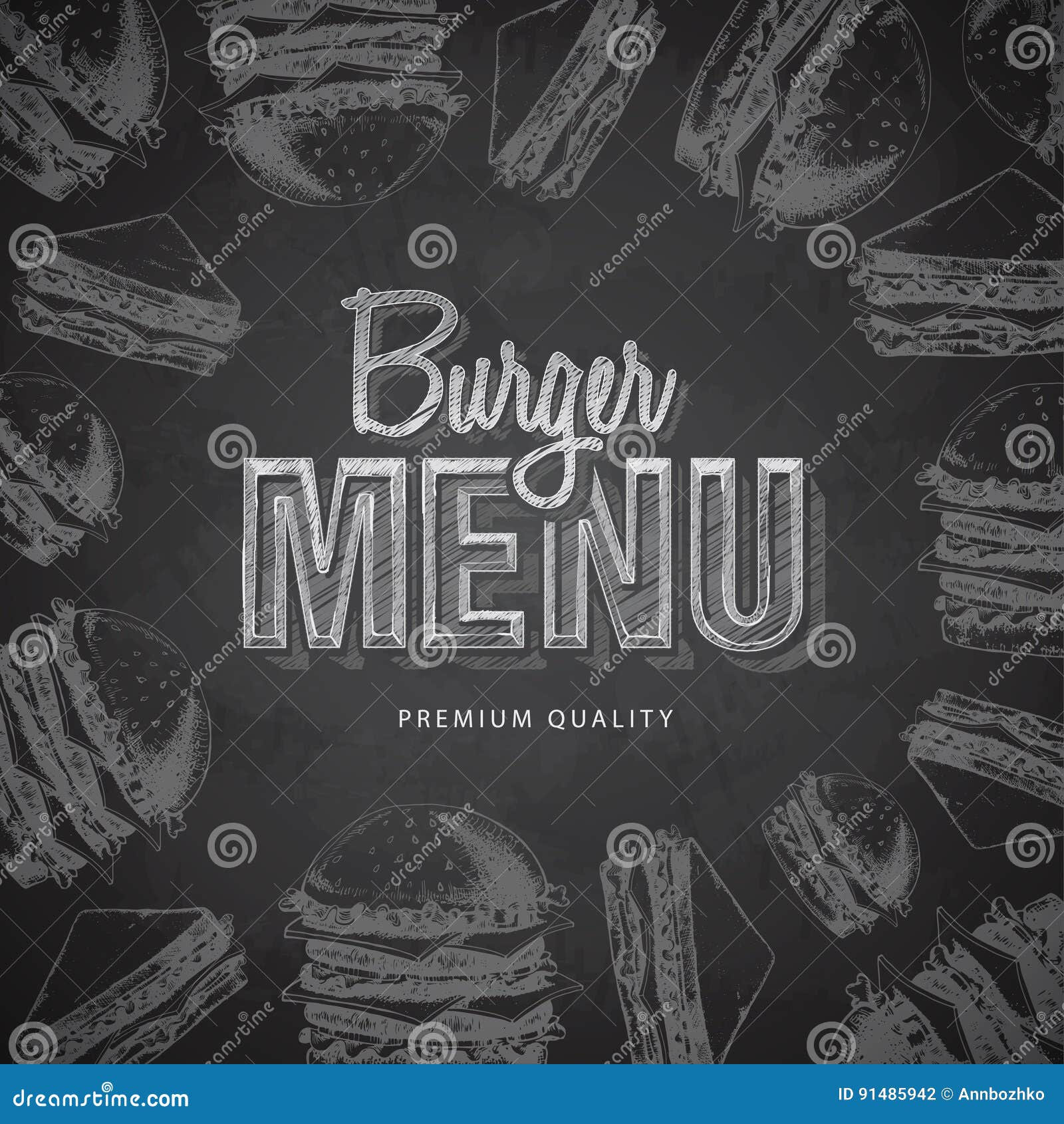 Chalk Drawing Typography Fast Food Burger Menu Design Stock Vector ...