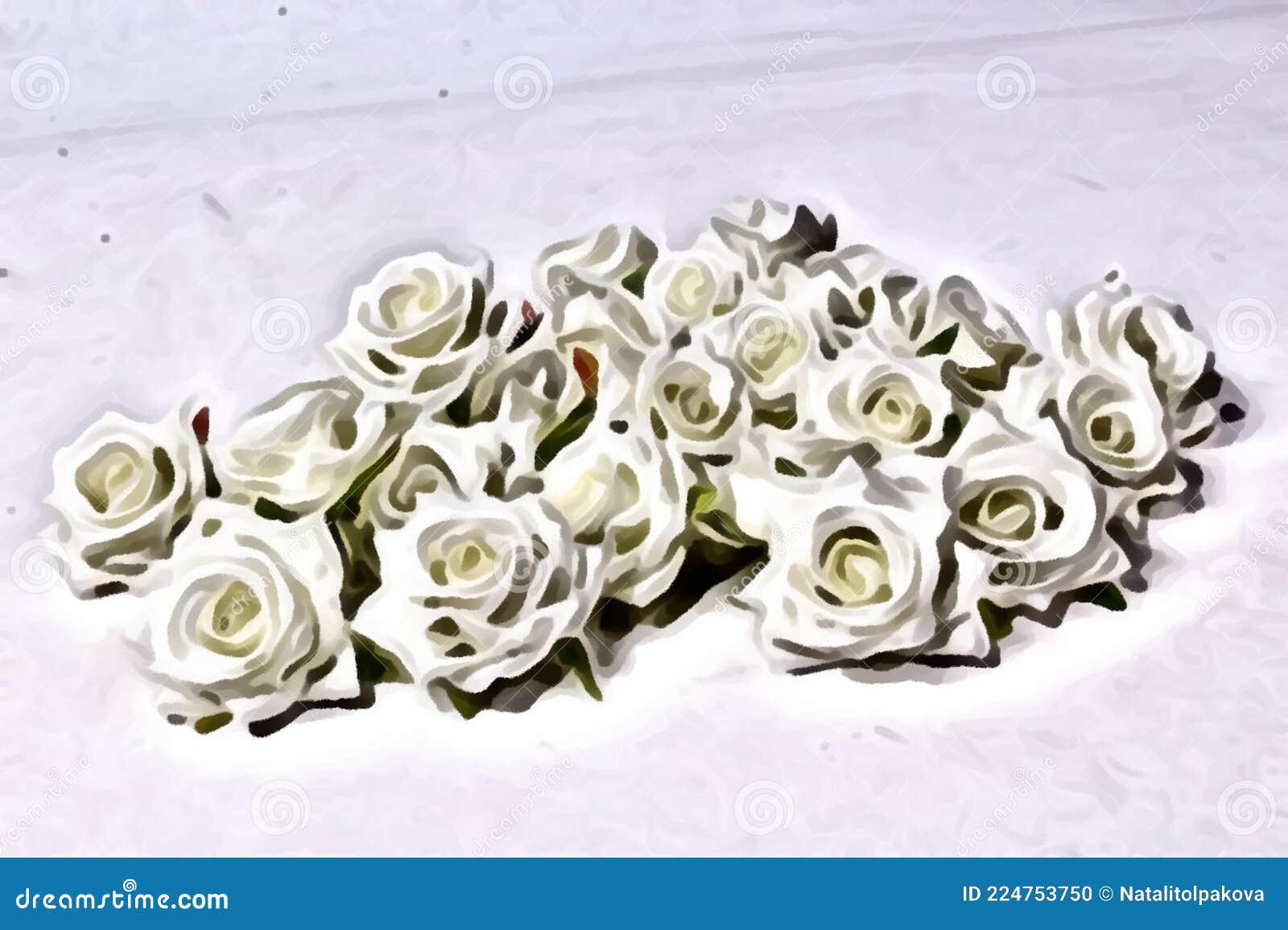 Chalk drawing. White roses stock illustration. Illustration of bouquet ...
