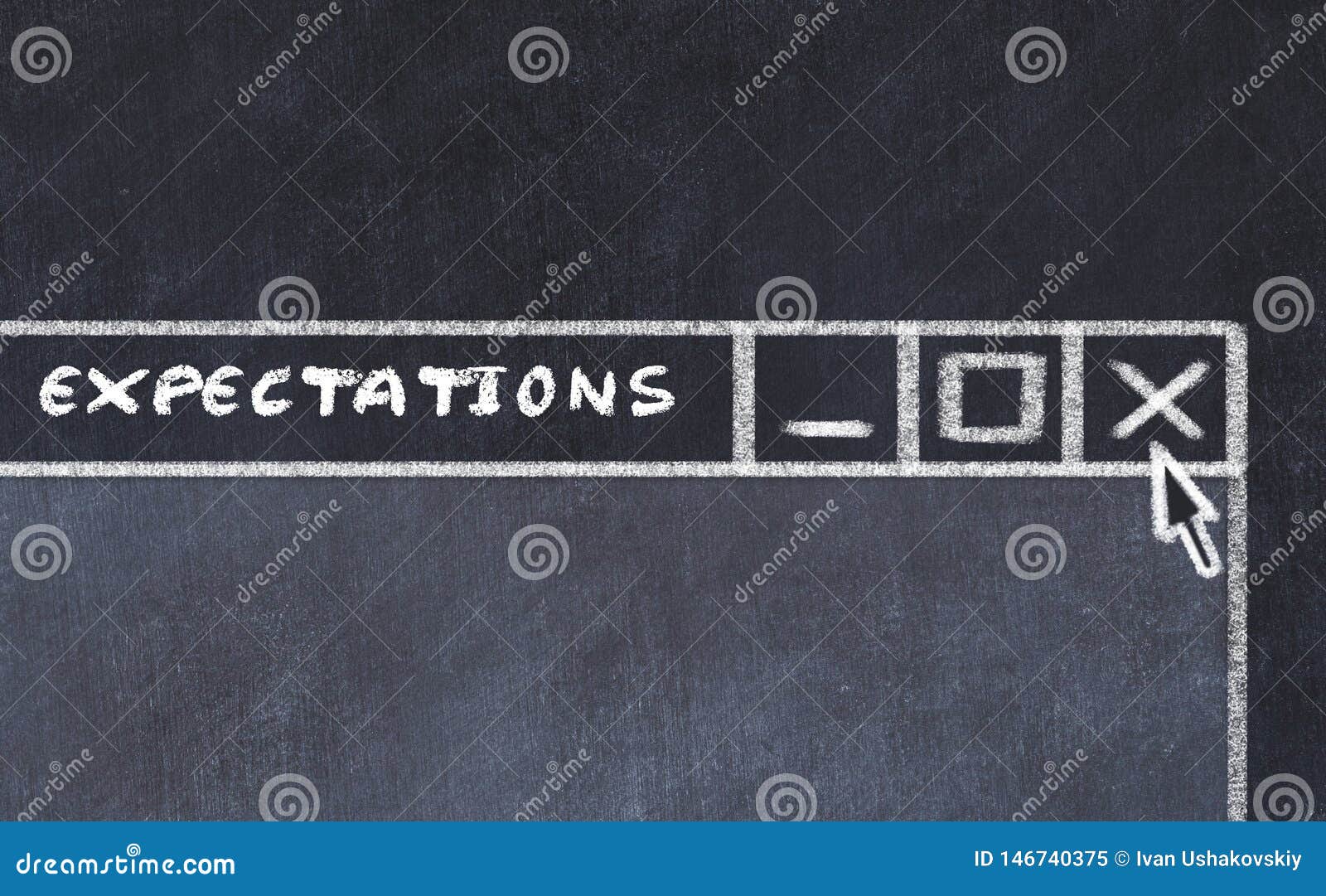 Chalk Drawing of Window on Computer Screen. Concept of Stopping ...