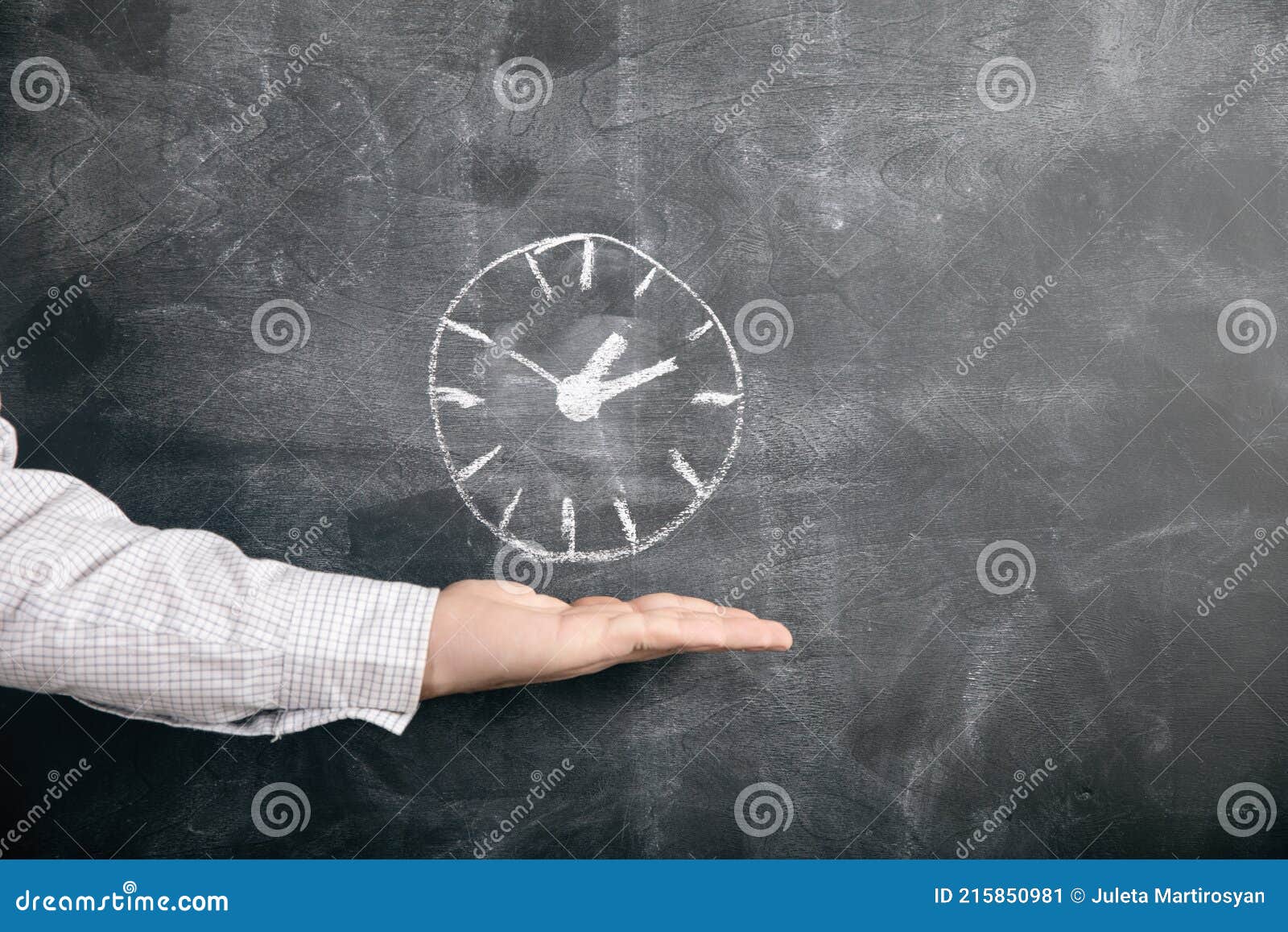 Chalk Drawn on a Blackboard Clock Stock Image - Image of background ...