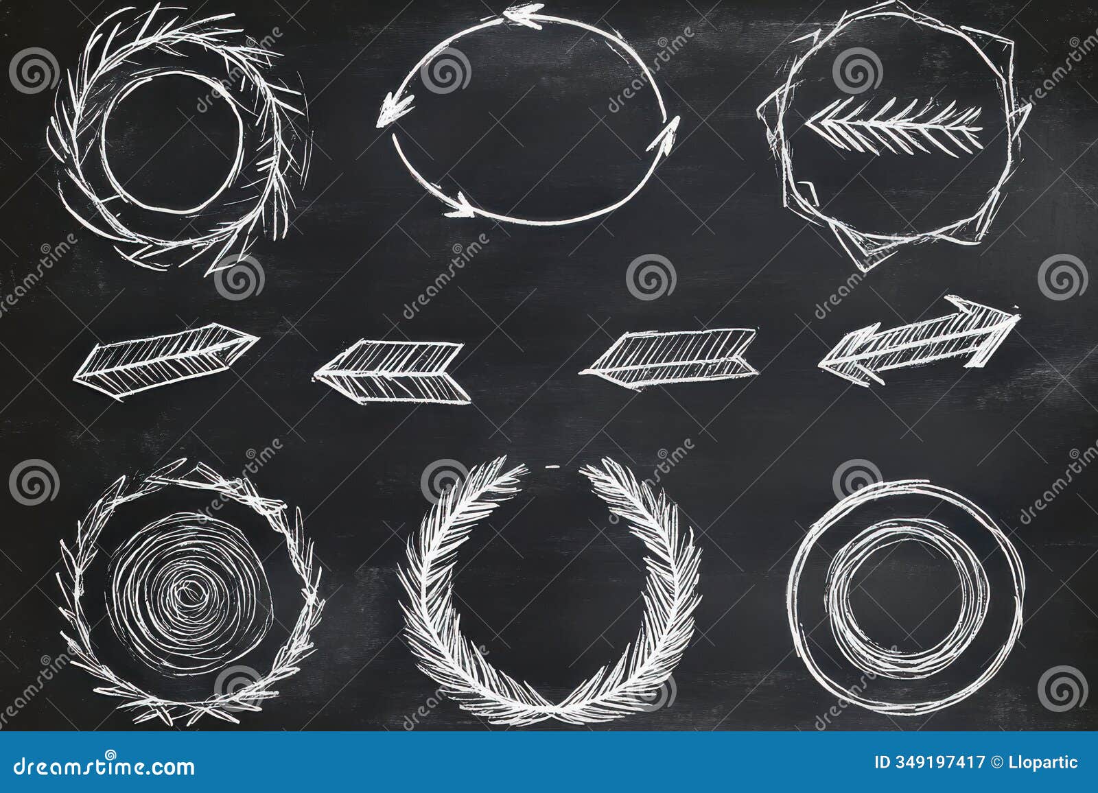 Checkmark Chalk White Icons Set On Black Background Vector Illustration ...