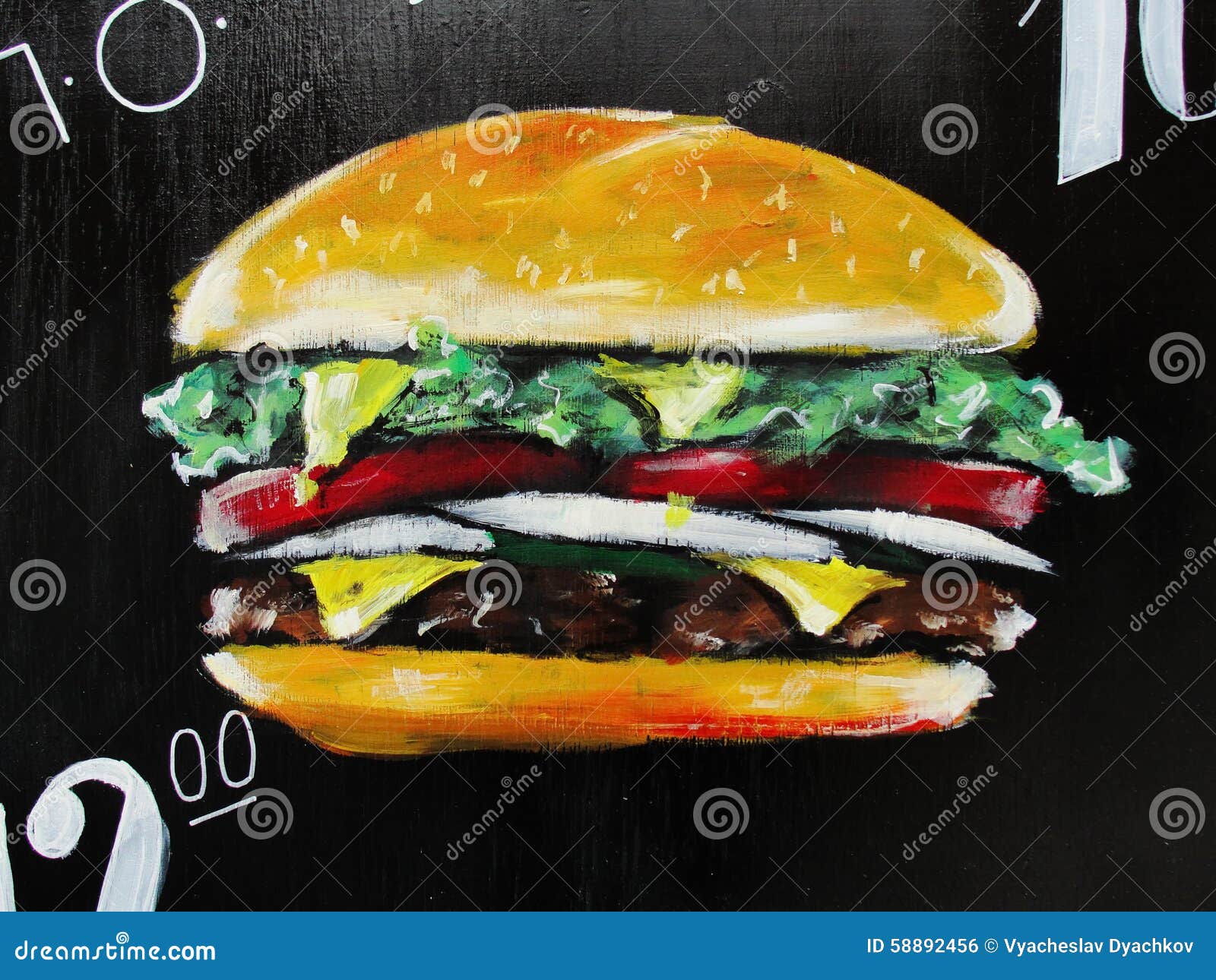 Chalk Drawn Colored Illustration Burger. Stock Illustration ...