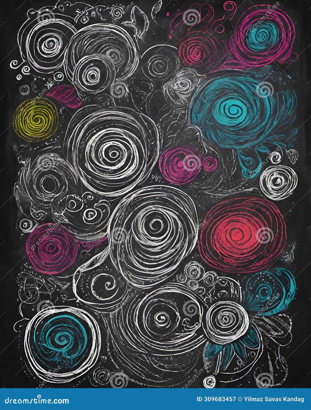Chalk Drawn Doodle Background with Roses. Vector Illustration Stock ...