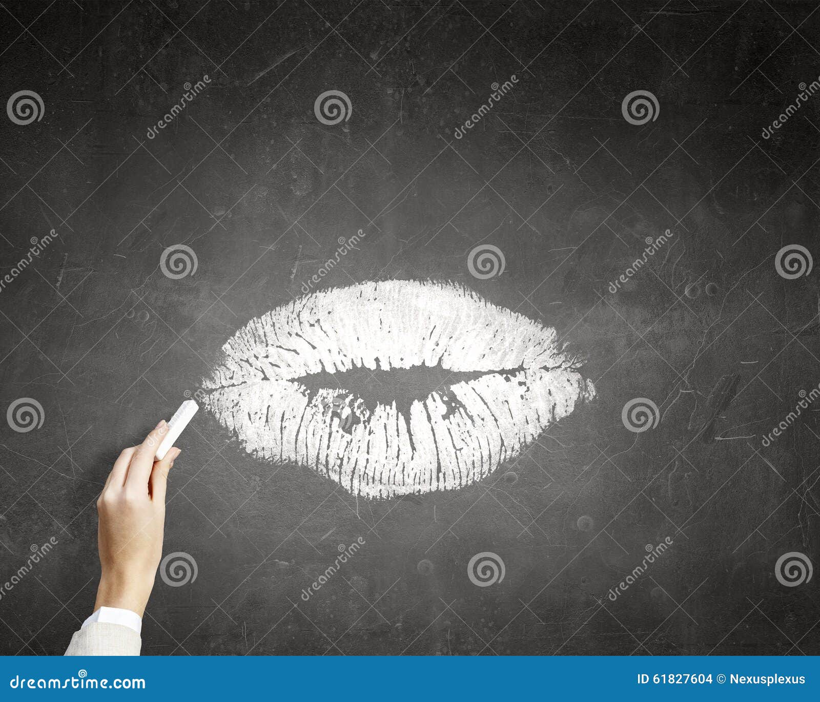 Chalk drawn lips stock photo. Image of woman, lady, chalkboard - 61827604