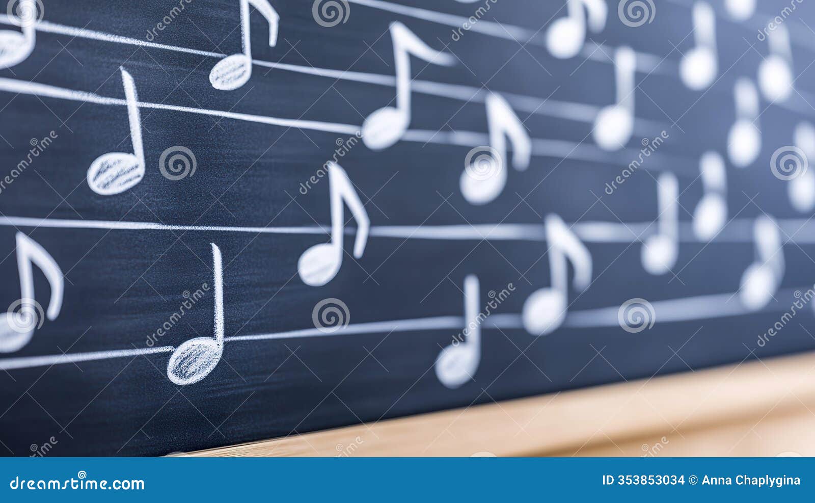 Chalk Drawn Musical Notes on Blackboard with Staff Lines Stock ...