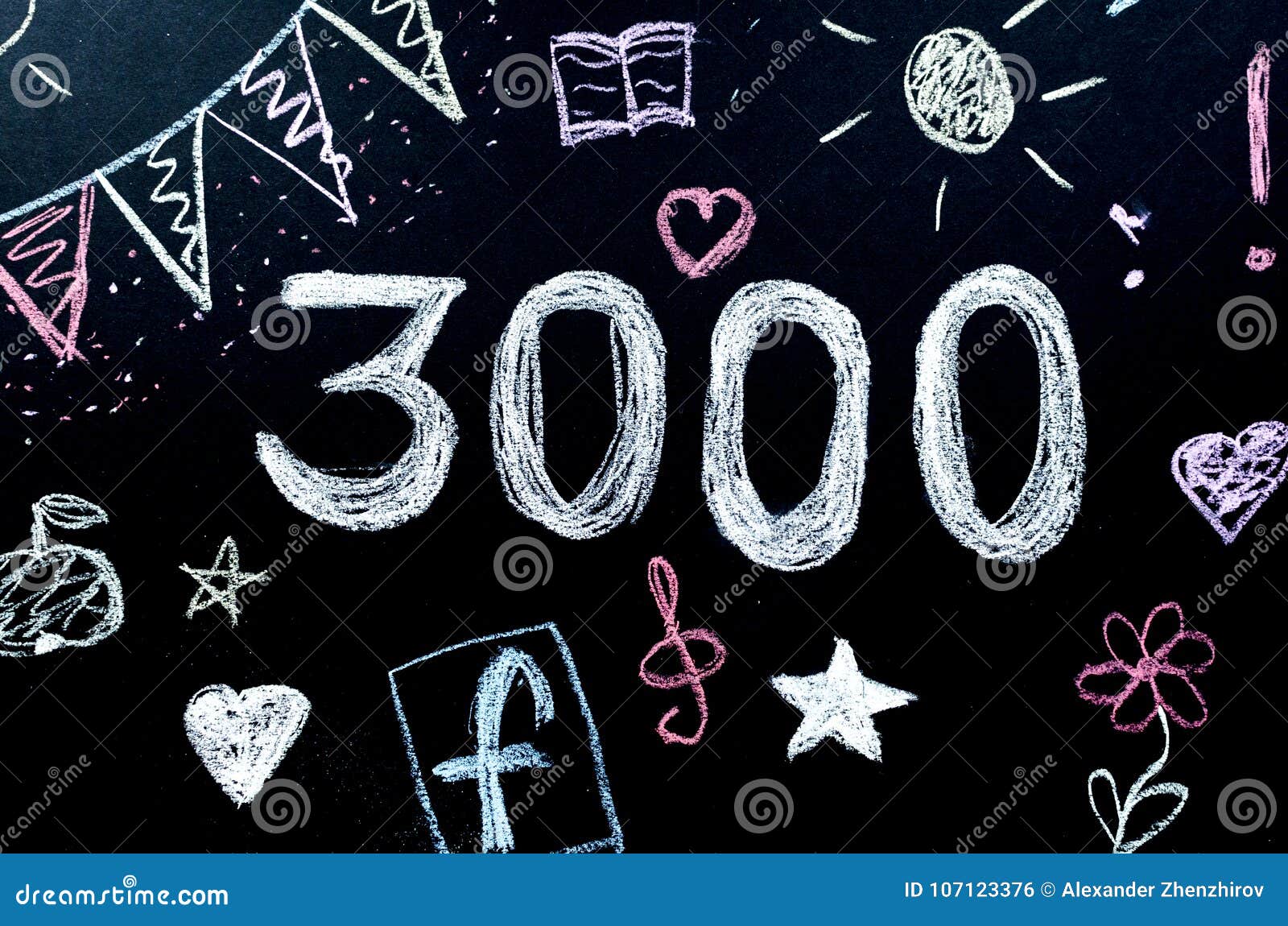 Chalk drawn number 3000 stock illustration. Illustration of friend ...