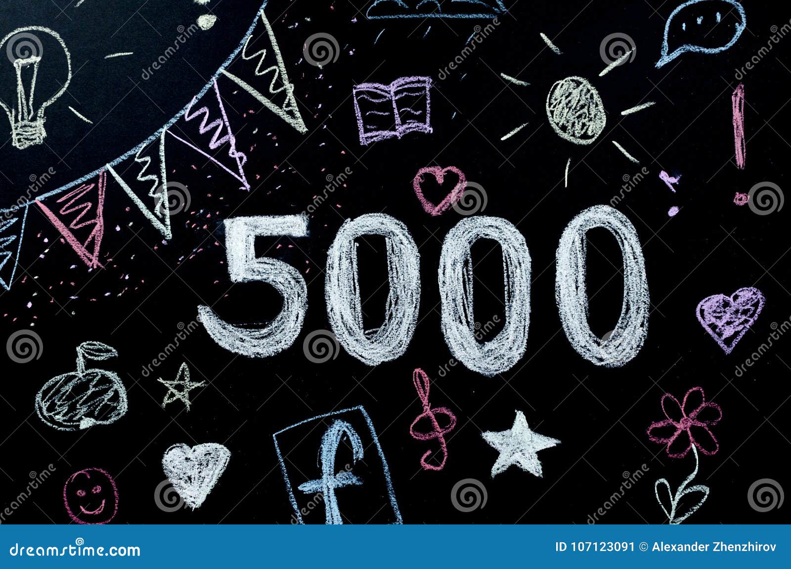 Chalk Drawn Number 5000 on the Board Stock Illustration - Illustration ...