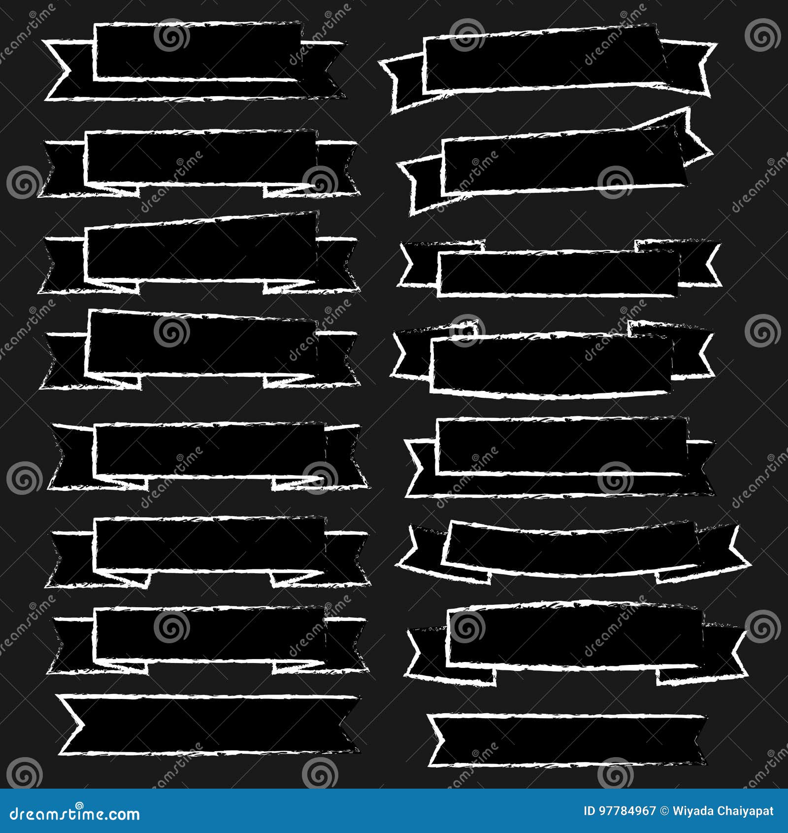 Chalk drawn ribbon stock vector. Illustration of chalk - 97784967