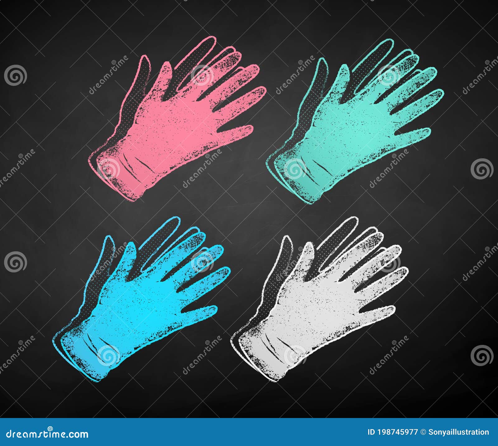 Chalk Drawn Set of Rubber Gloves Stock Vector - Illustration of grunge ...