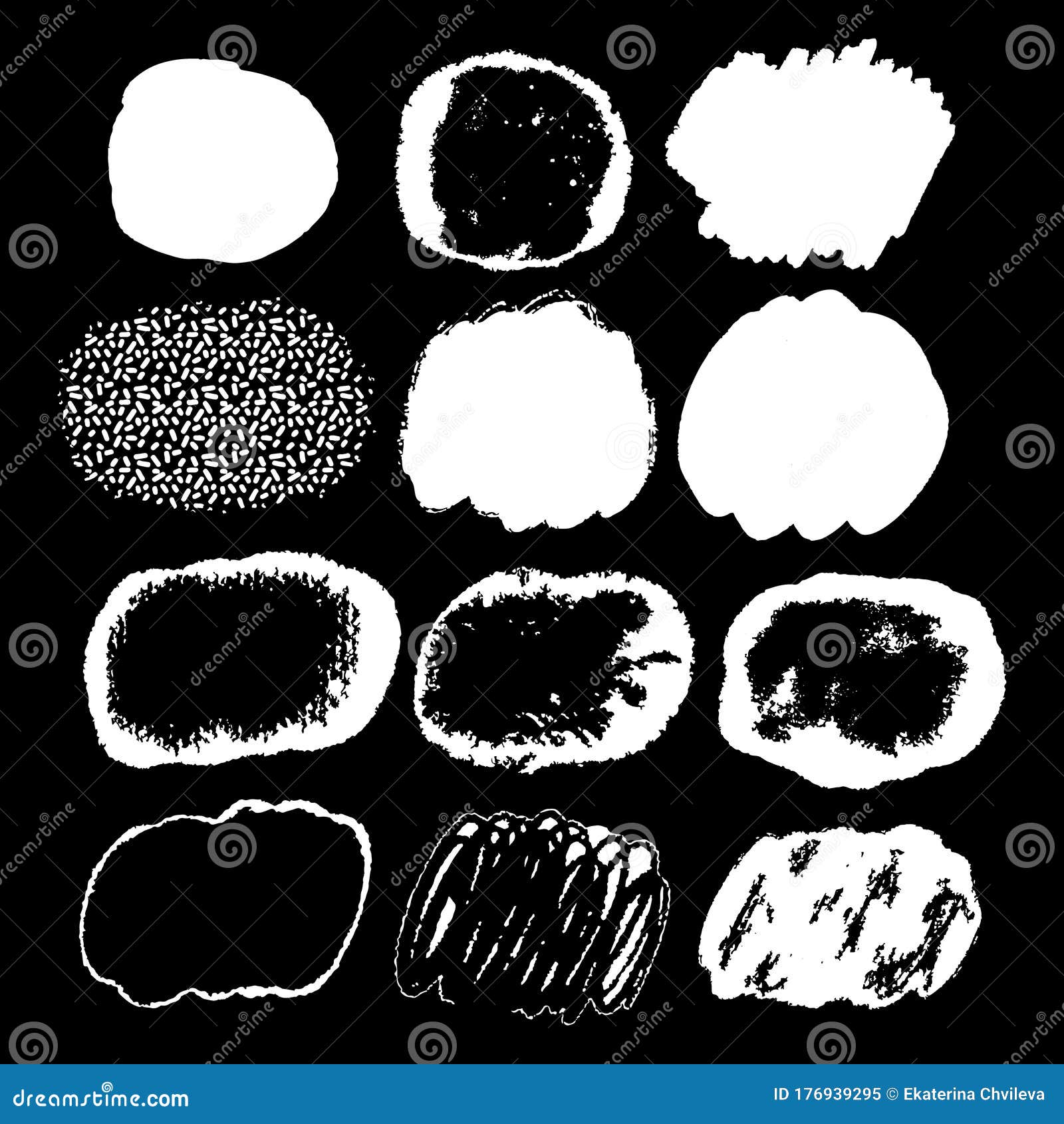 Chalk Effect Hand Drawn Vector Spots Illustration in Abstract Style ...