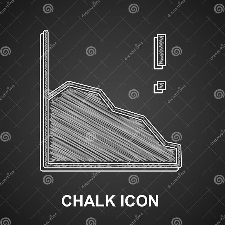 Chalk Financial Growth Decrease Icon Isolated on Black Background. Increasing Revenue Stock ...