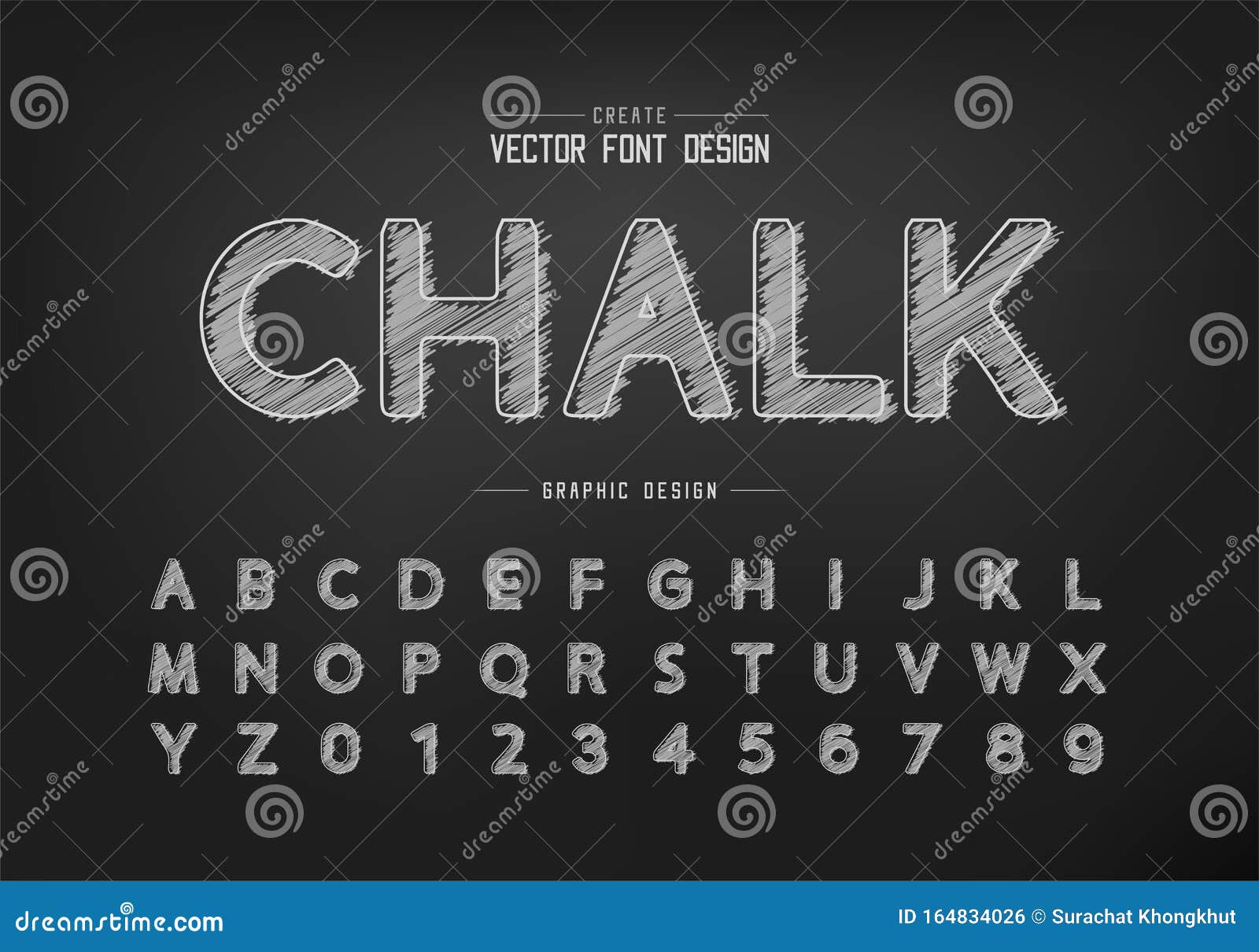 Chalk Font and Round Alphabet Vector, Hand Draw Design Typeface and ...