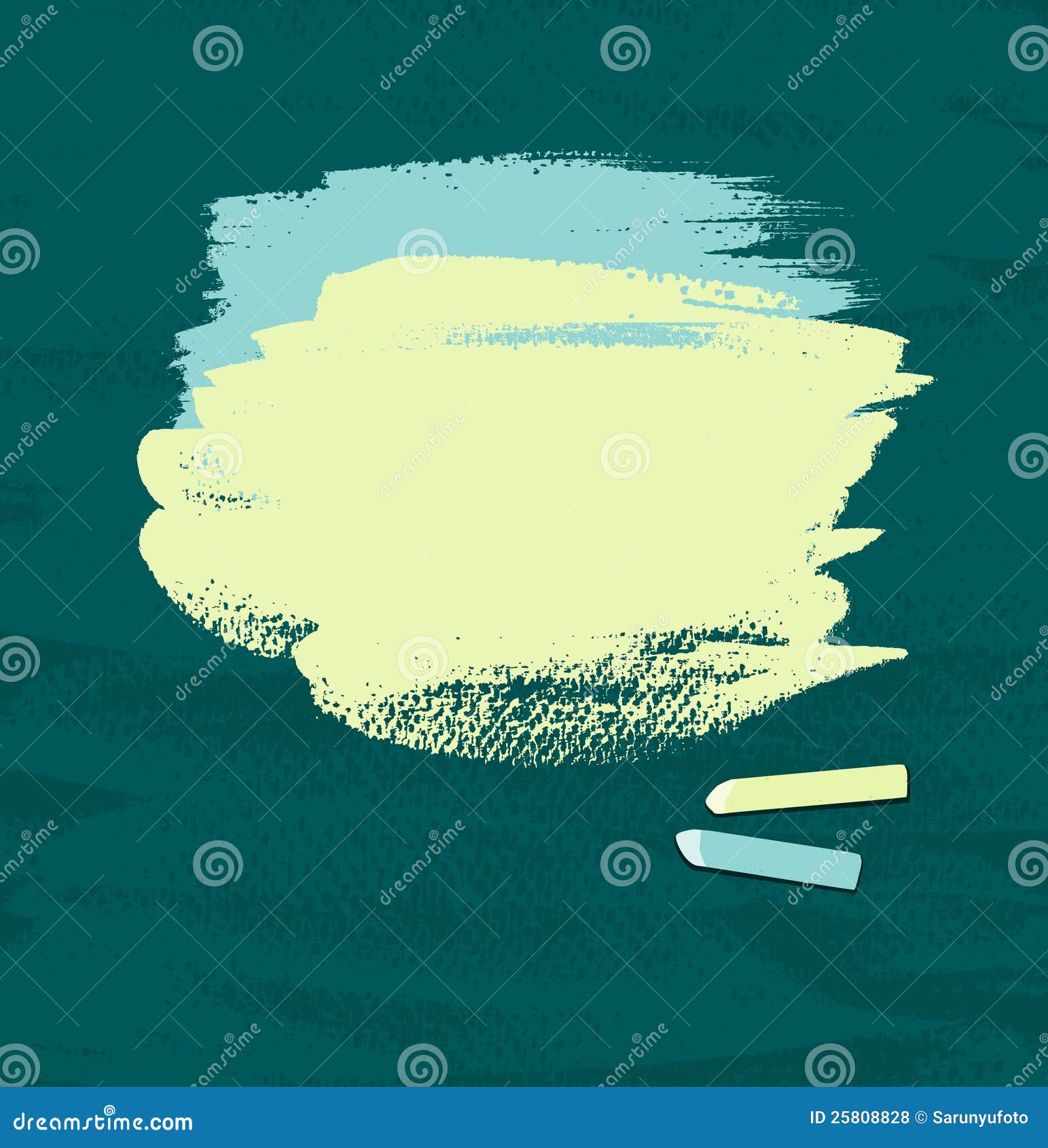 Chalk Green and Blue Pastel on Blackboard Stock Illustration ...