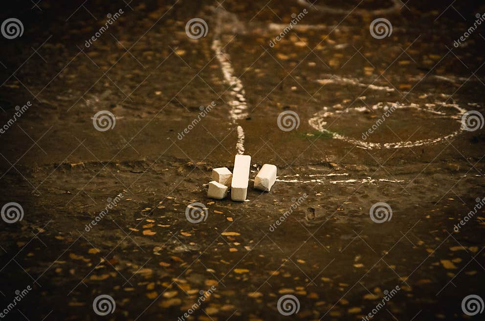 Chalk on the ground stock photo. Image of white, asphalt - 166697980