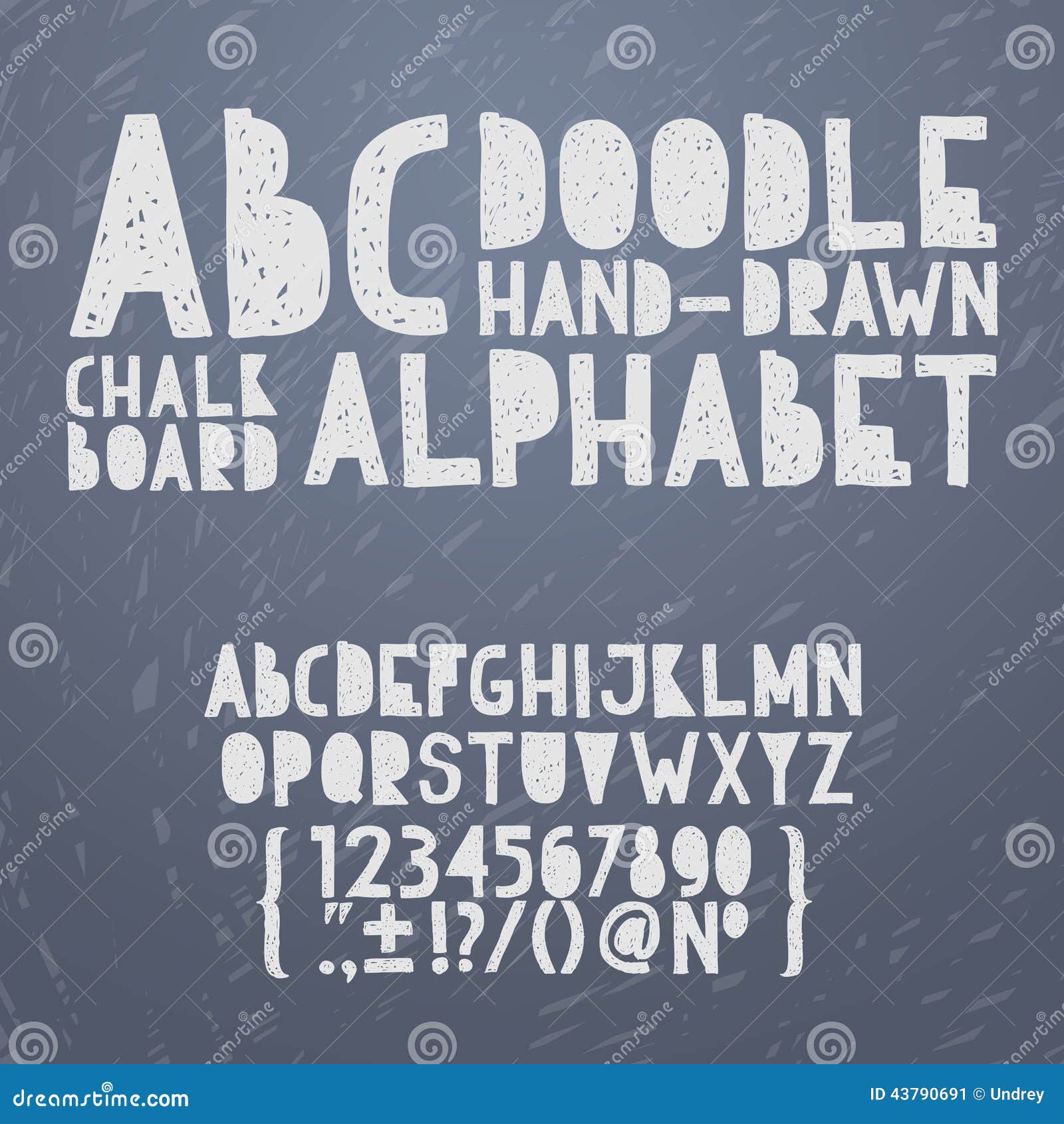 Chalk Hand Draw Doodle Abc, Alphabet Grunge Cartoon Vector ...