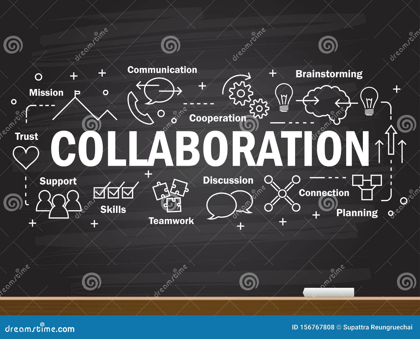 Chalkboard Hand Drawing with Collaboration Concept. Stock Illustration ...