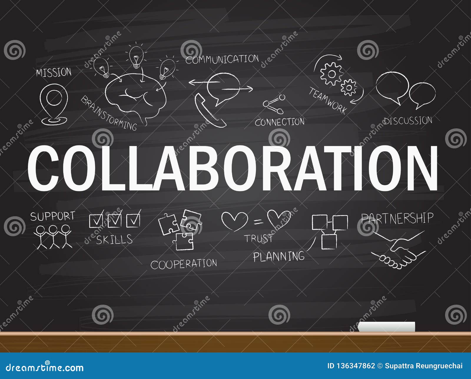 Chalk Hand Drawing with Collaboration Word. Vector Illustration Stock ...