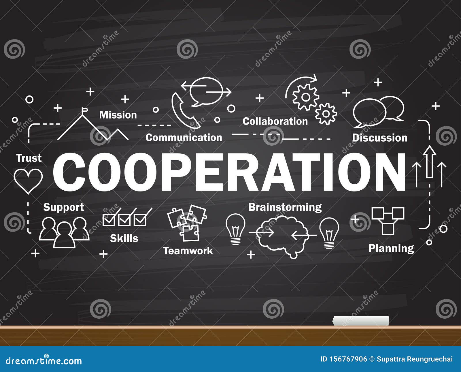 Chalkboard Hand Drawing with Cooperation Concept. Stock Illustration ...