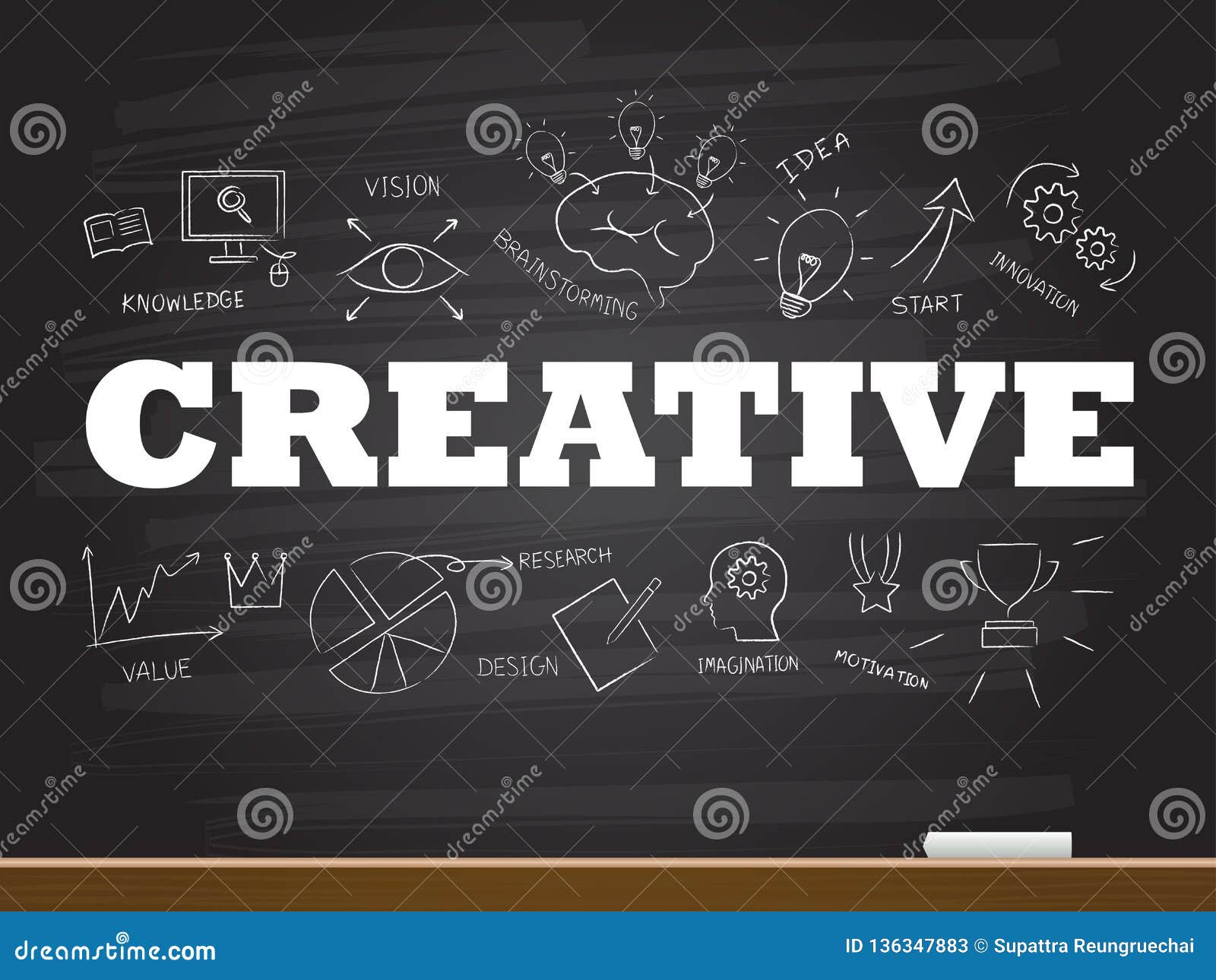 Chalk Hand Drawing with Creative Word. Vector Illustration Stock Vector ...