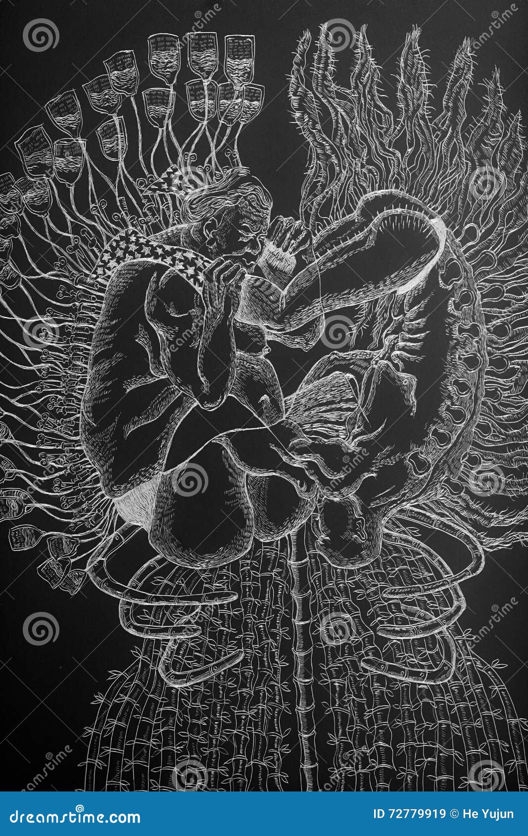 Chalk hand drawing stock illustration. Illustration of explore - 72779919