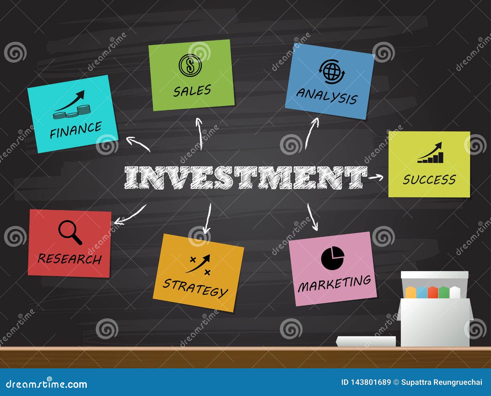 Chalk Hand Drawing with Investment Chart. Vector Illustration Stock ...