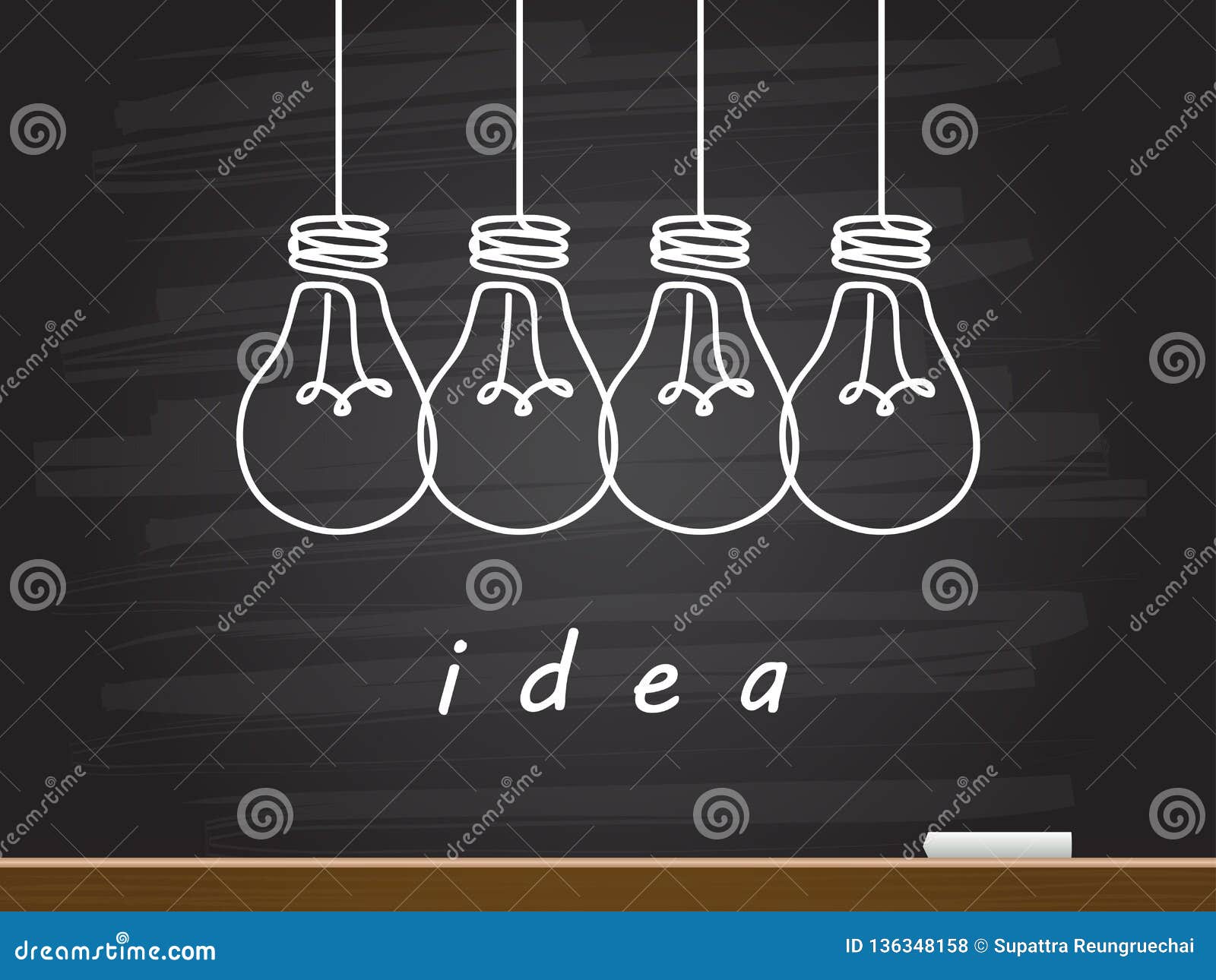 Chalk Hand Drawing with Light Bulb. Vector Illustration Stock ...