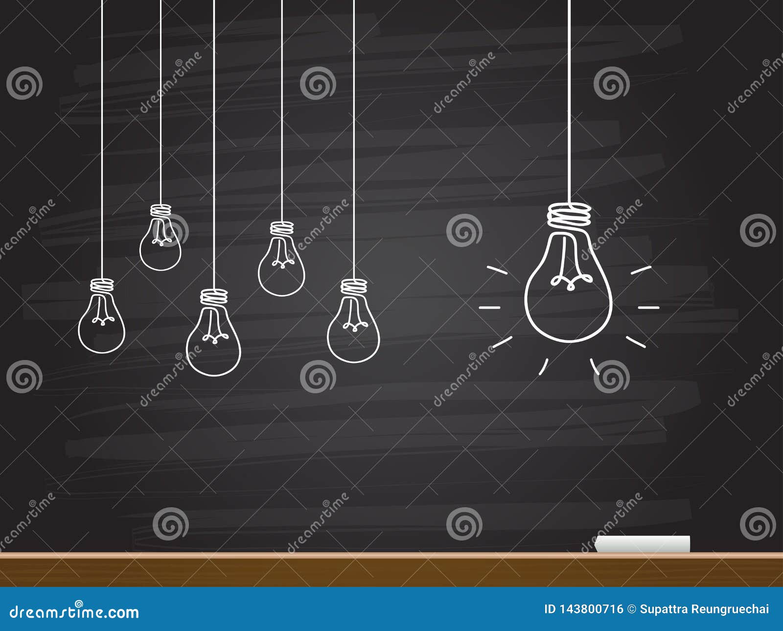 Chalk Hand Drawing with Light Bulb. Vector Illustration Stock Vector ...