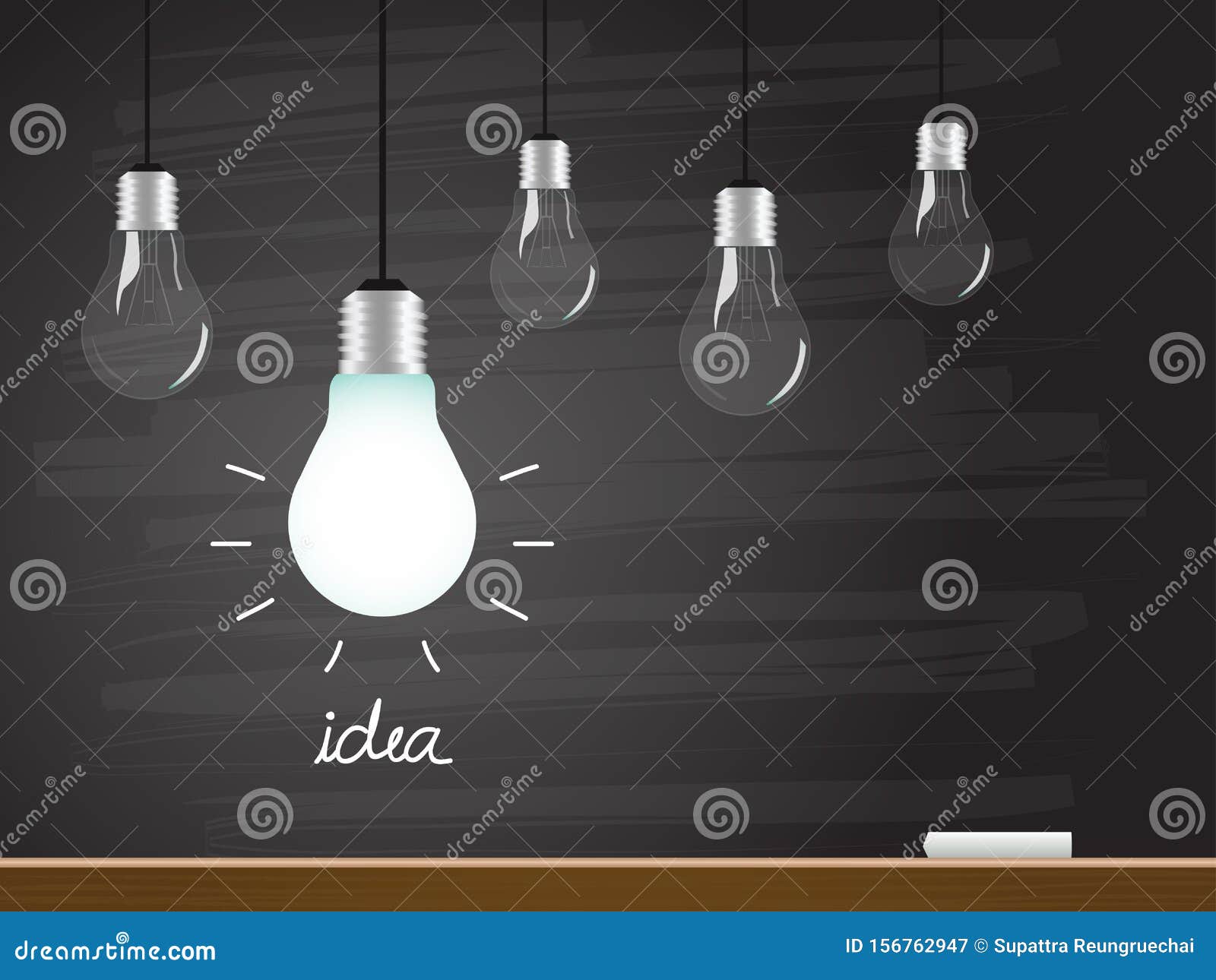 Chalk Hand Drawing with Light Bulb. Vector Illustration Stock Vector ...